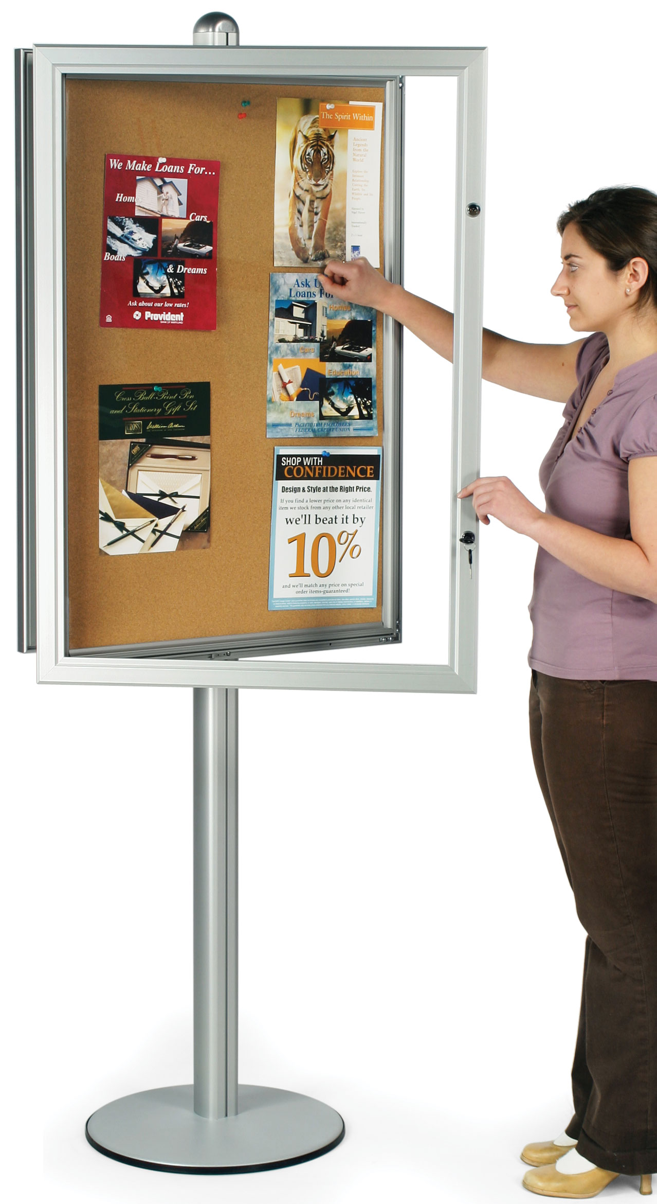 Floor Standing Enclosed Bulletin Board - (2) Sided | Displays2Go