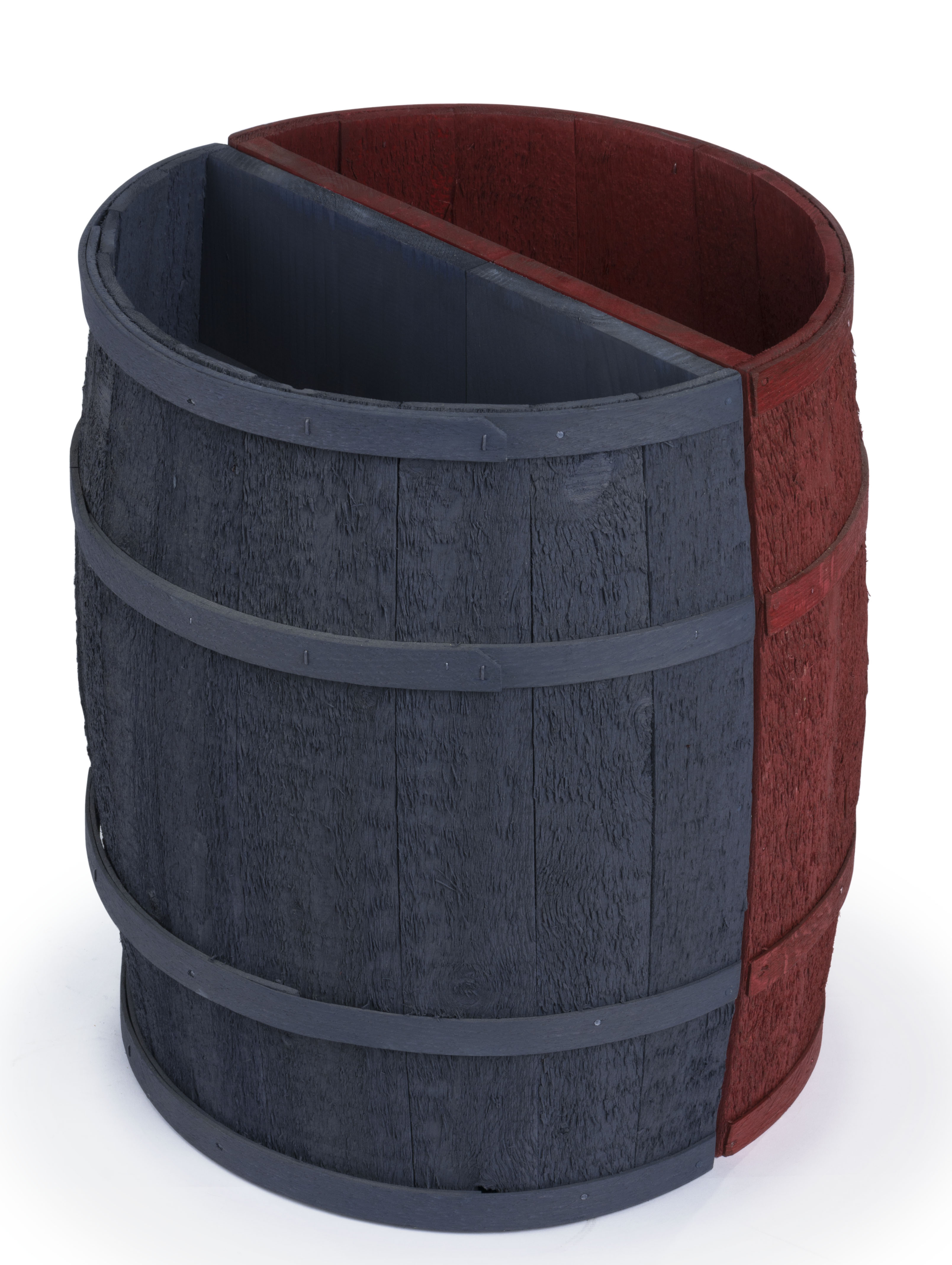 Cranberry Stained Half Barrel | Northern White Cedar | Displays2Go