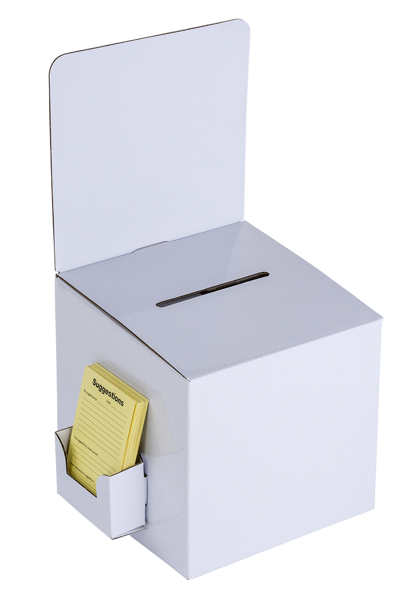 White Cardboard Entry Box | Removable Header & Side Pocket | Displays2Go