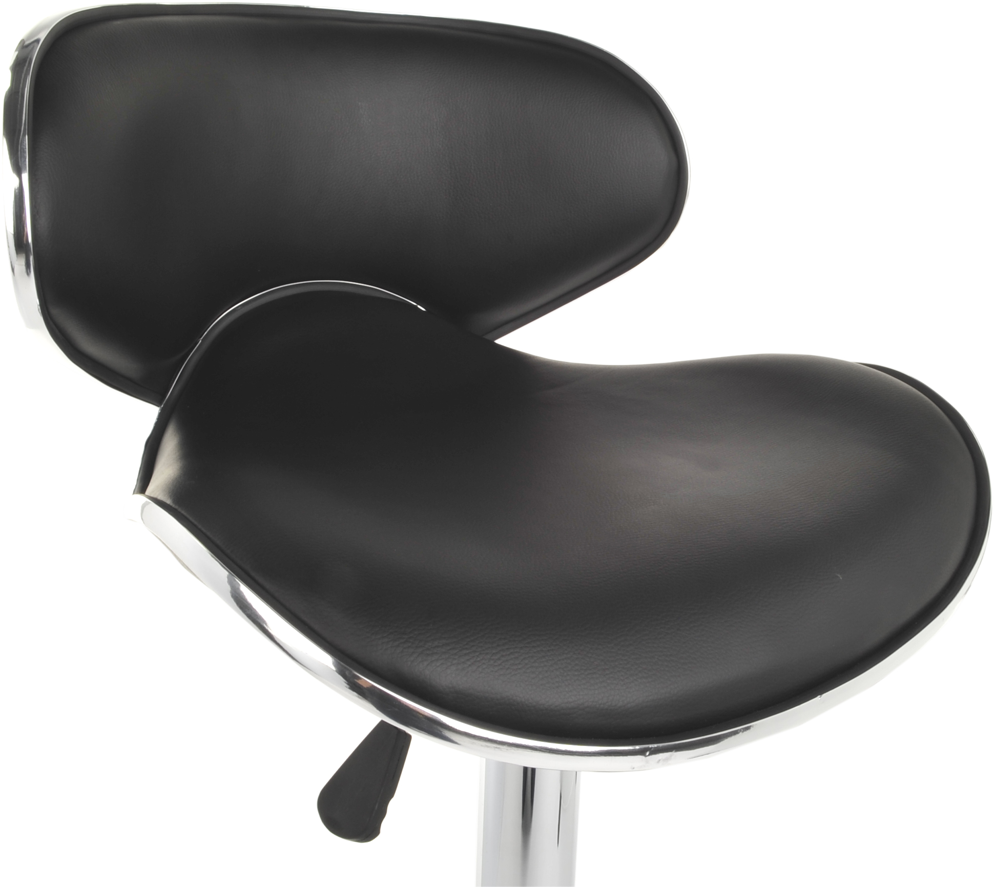 Hydraulic Stool | 360 Degree Swivel w/ Foot Rest - Black Leather ...