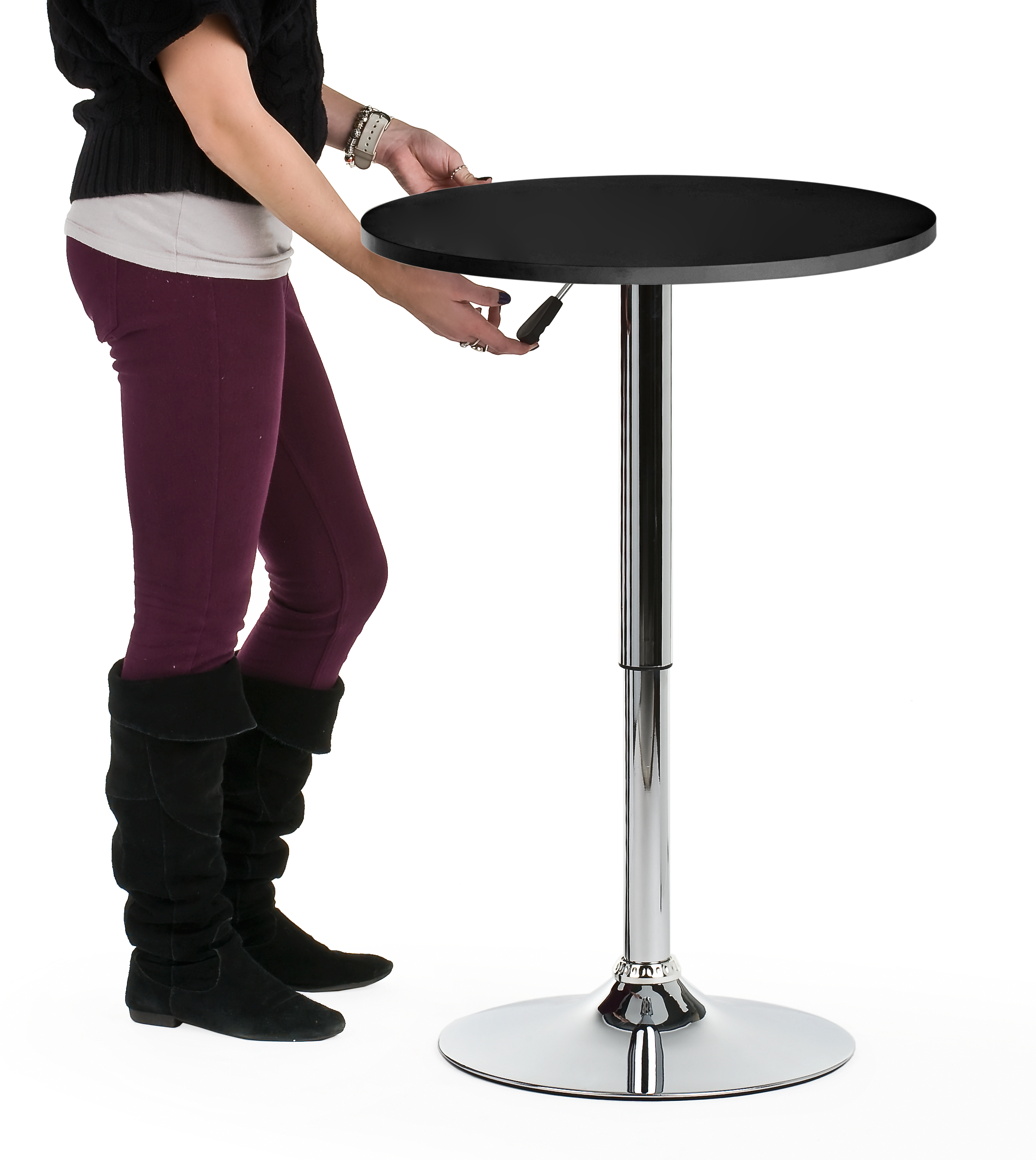 Hydraulic Bar Table | Black Top, Height Adjustable | Displays2Go
