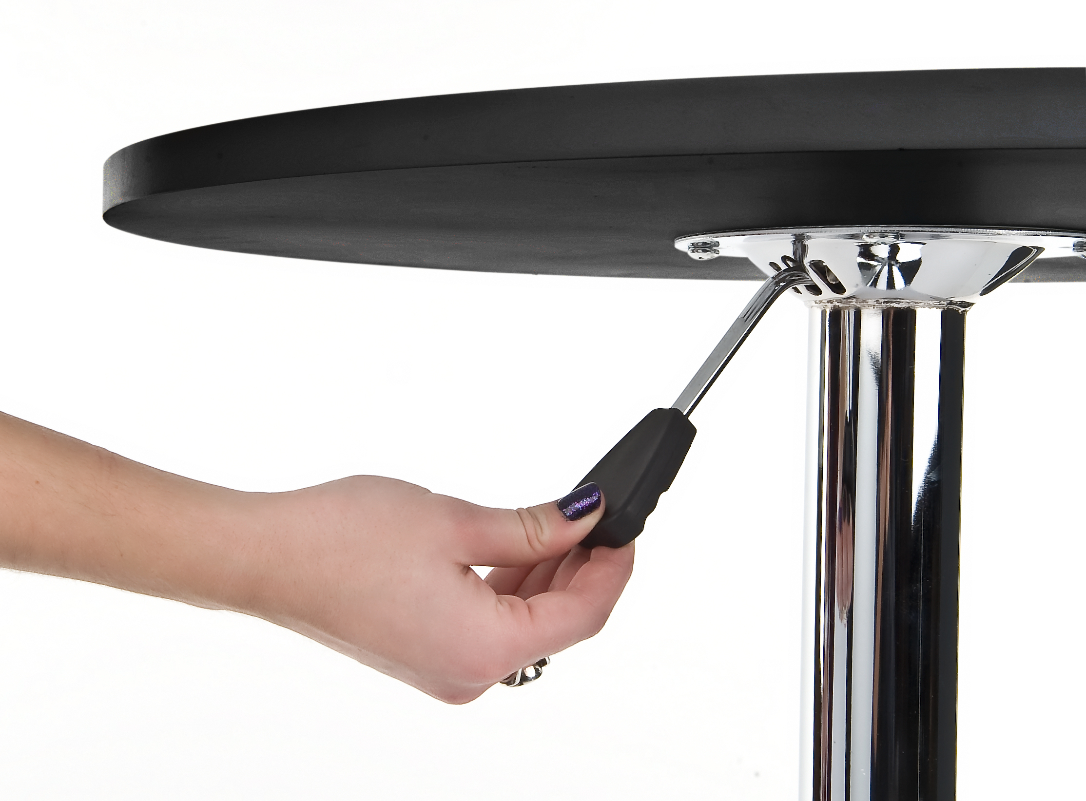 Hydraulic Bar Table | Black Top, Height Adjustable | Displays2Go