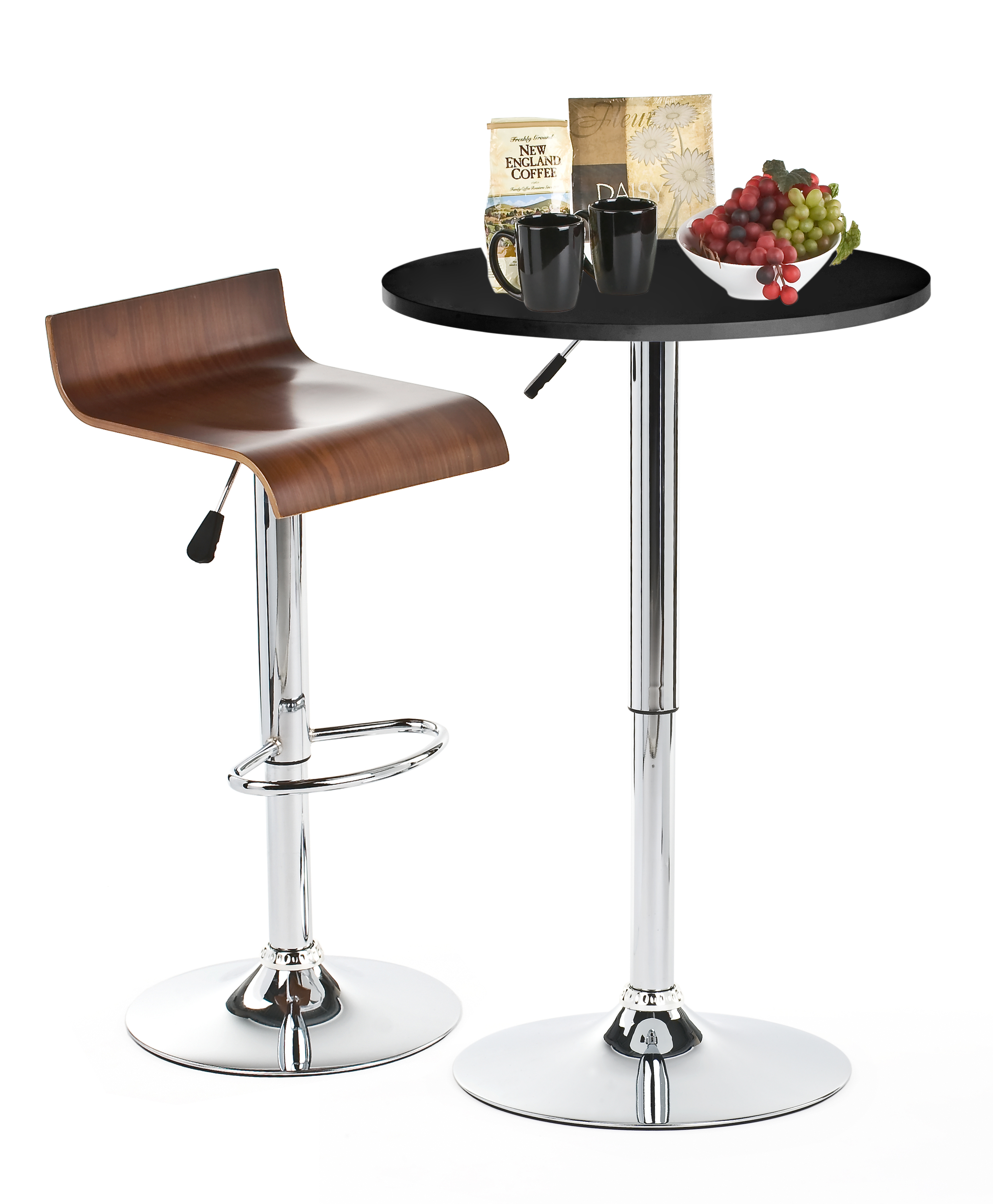 Hydraulic Bar Table | Black Top, Height Adjustable | Displays2Go