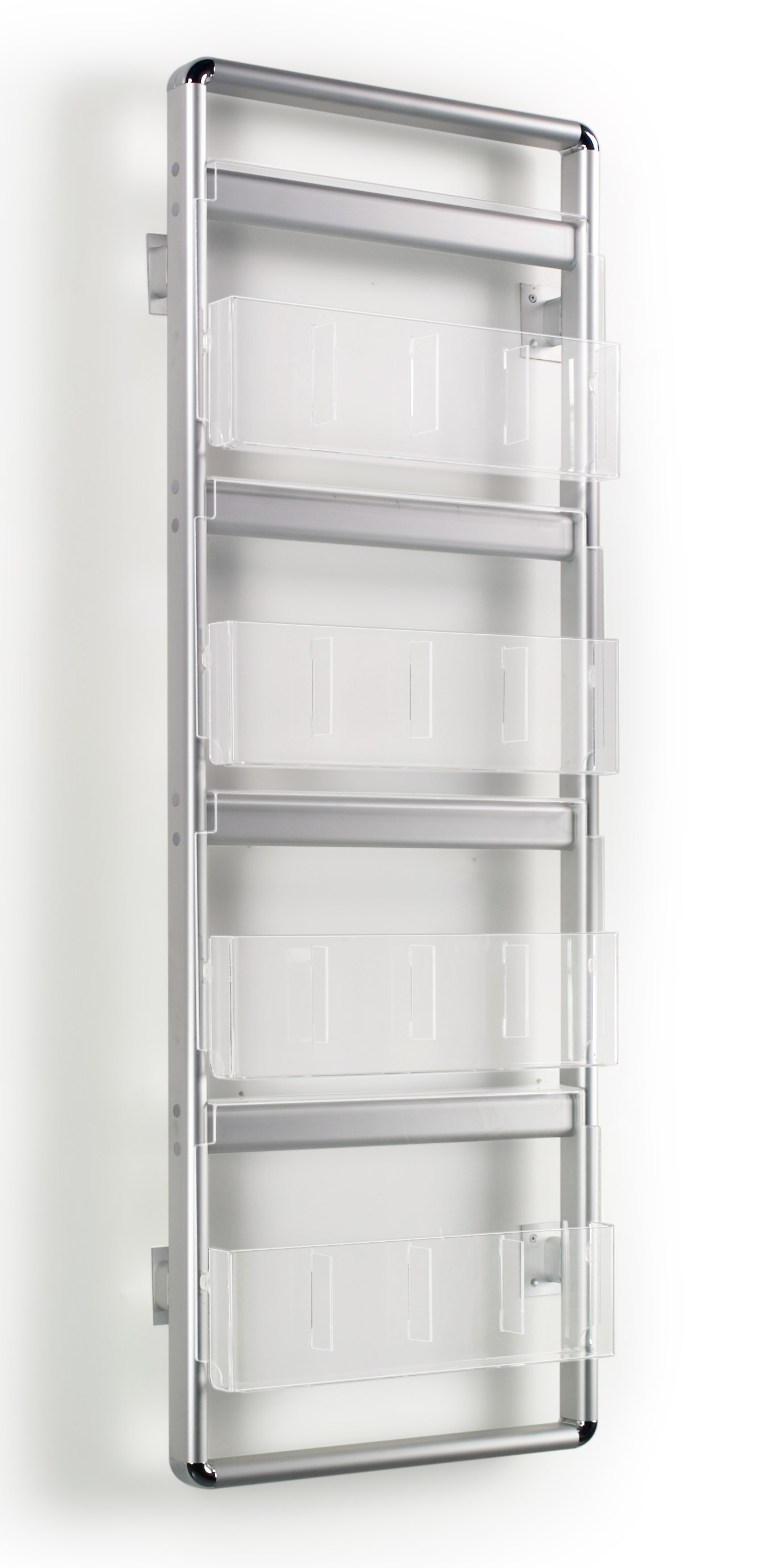 We specialize in magazine racks like this aluminum wall rack!