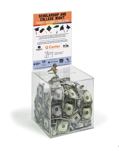 Acrylic Drop Box w/ Locking Mechanism & Sign Header | Displays2Go