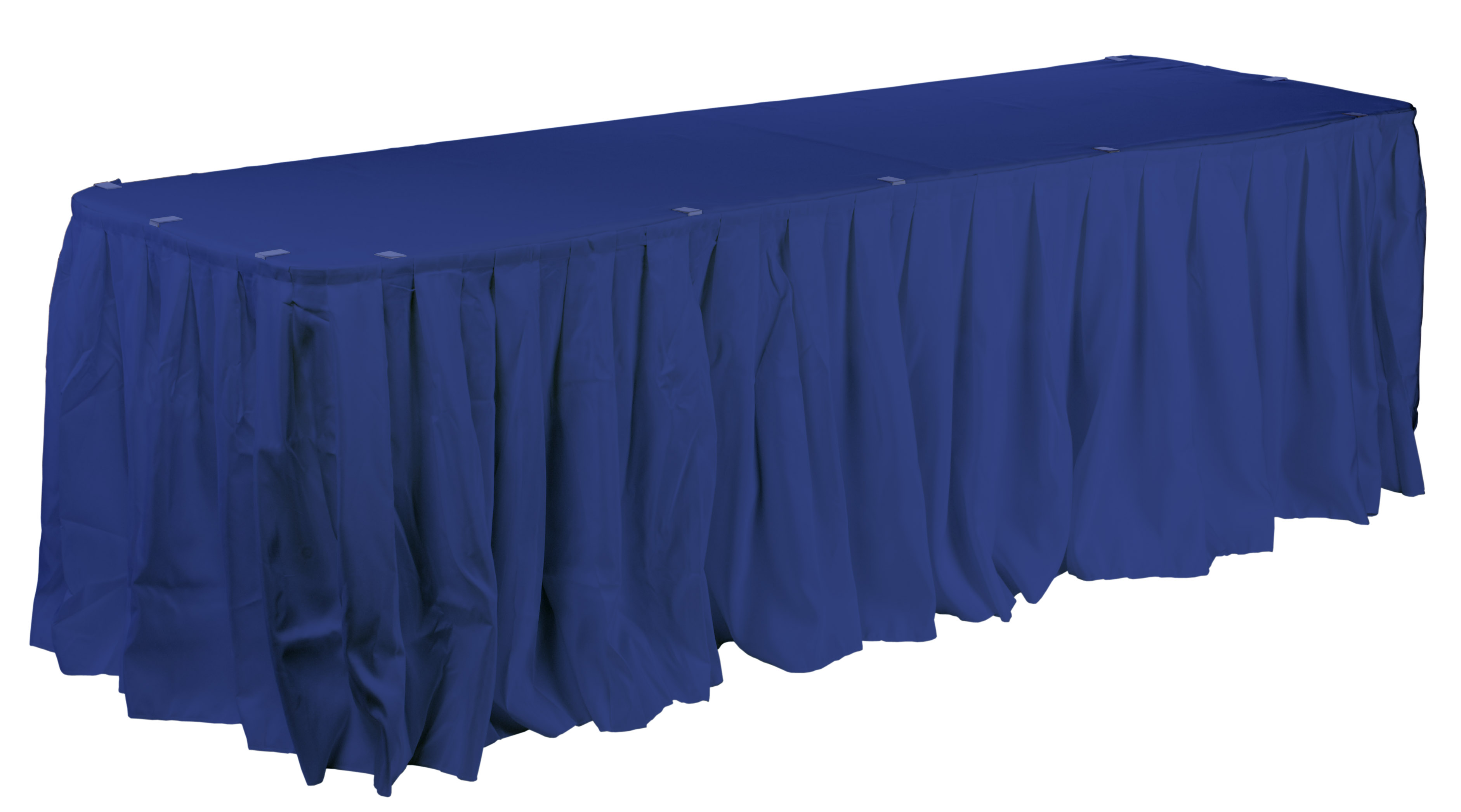 Blue Pleated Table Skirt | For Round and Rectangular Tables | Displays2Go