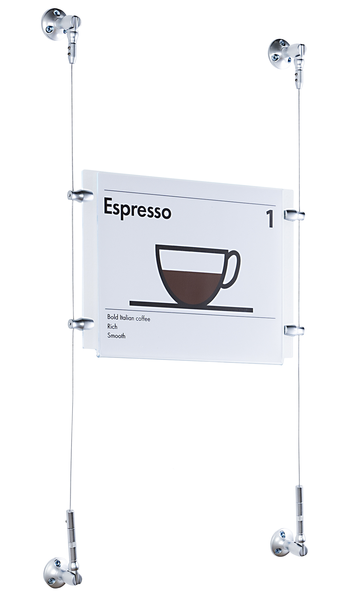 Window Hanging Sign | Acrylic Matrix with Cable & Wall Mounts | Displays2Go