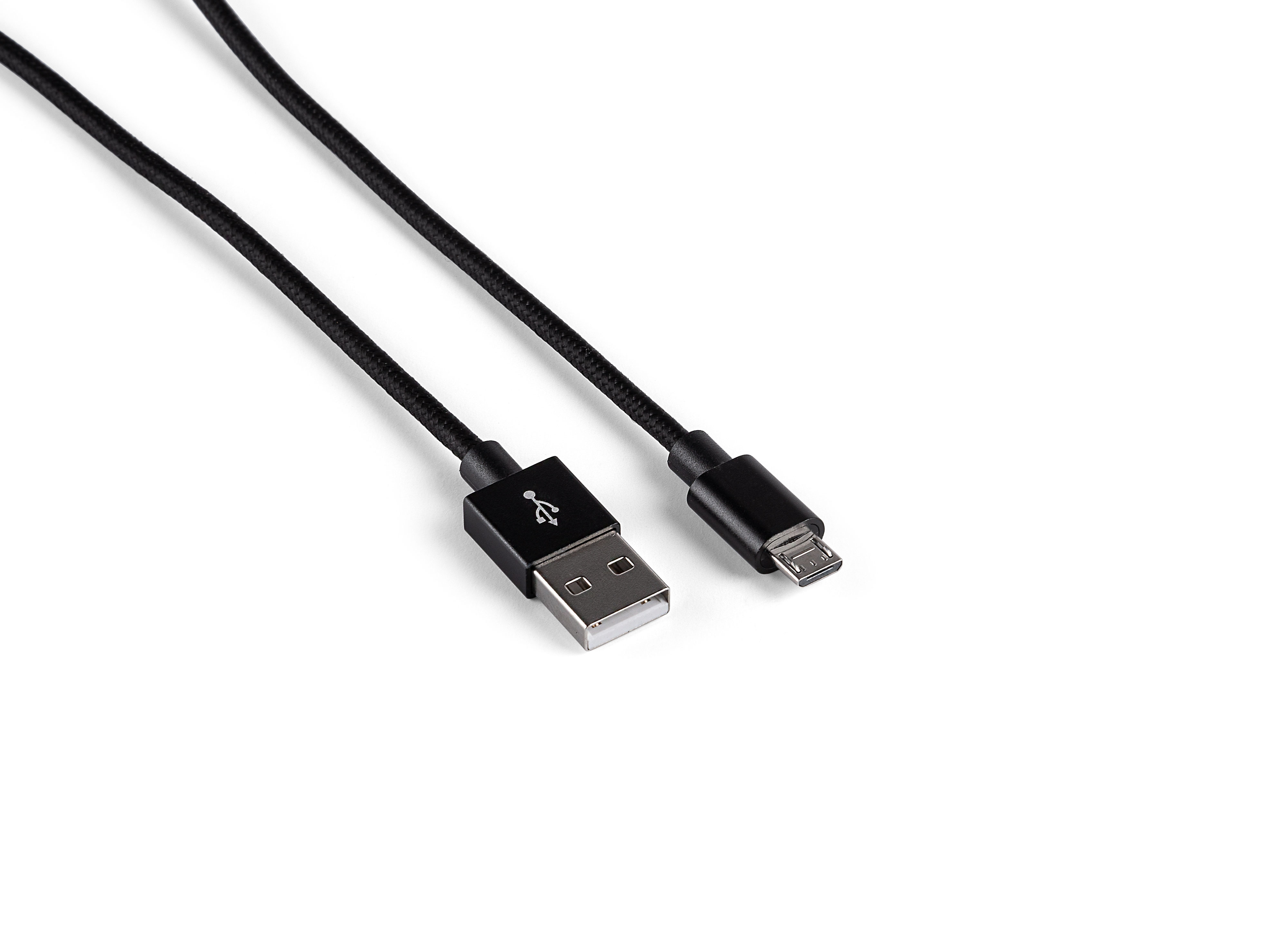 Micro USB Cords | Black 8” Braided Nylon - Free Shipping | Displays2Go