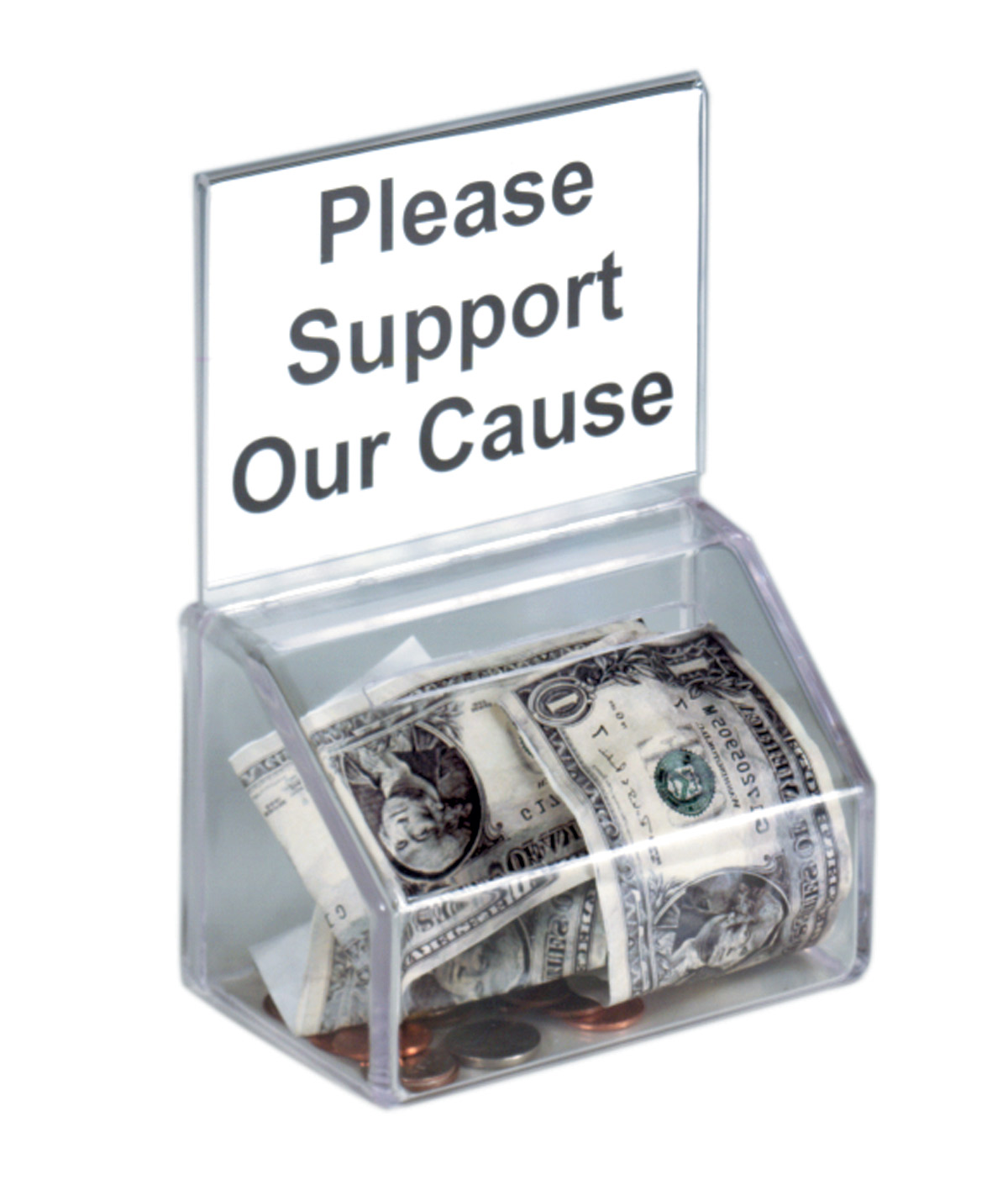 Molded Plastic Donation Box | Clear Sign Header | Displays2Go