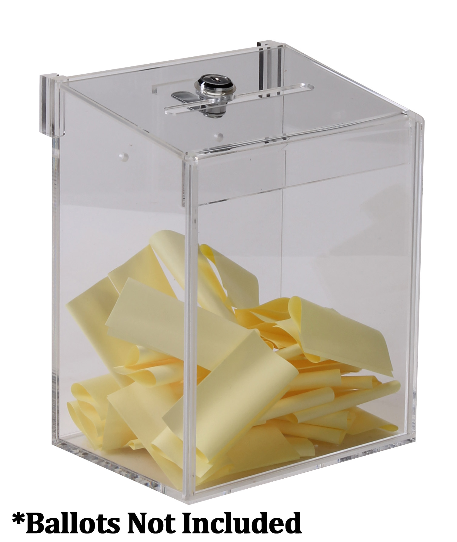 Clear Acrylic Donation Box - Locking Top & Removable Header | Displays2Go