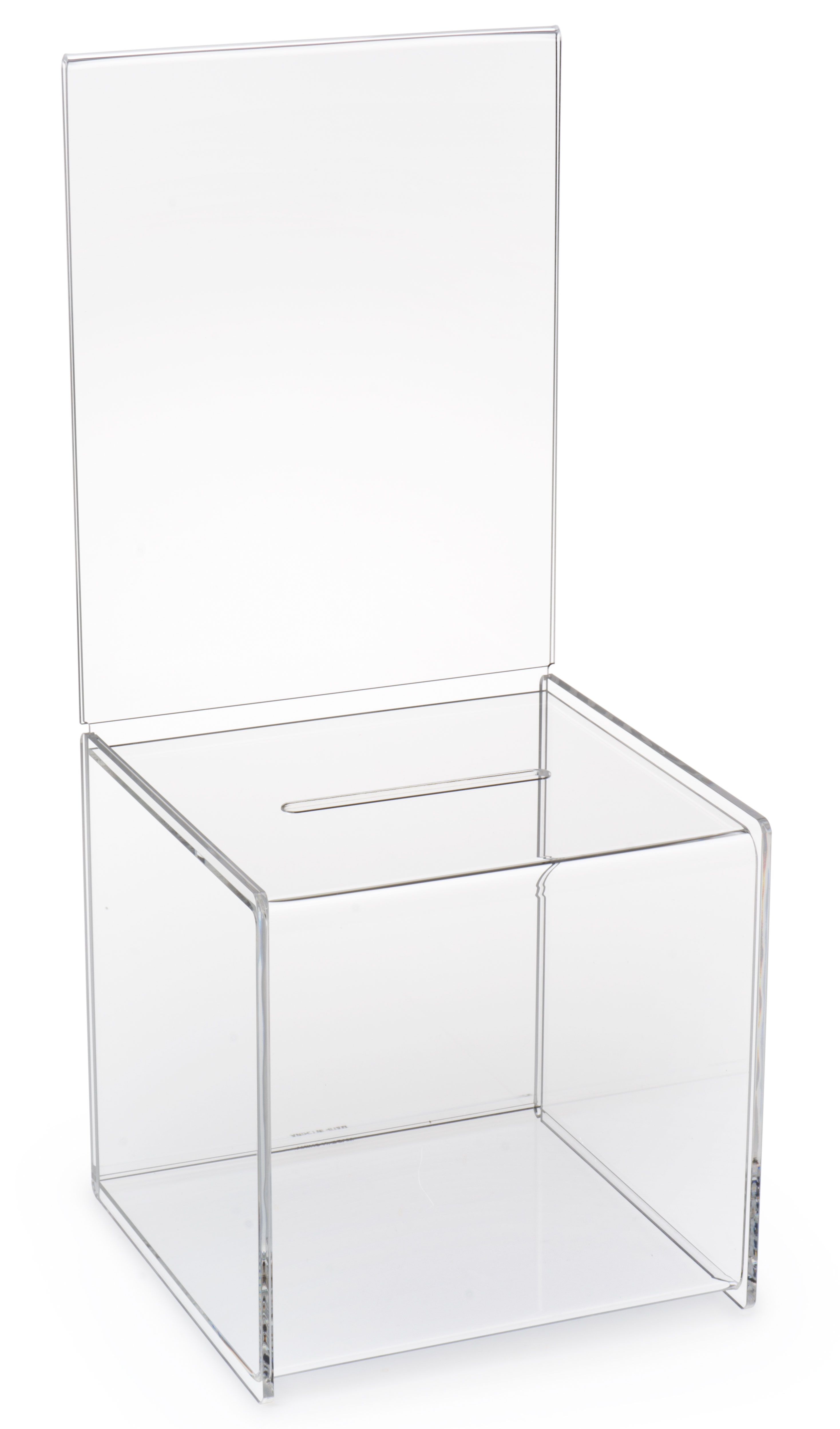 Acrylic Suggestion Box With Header | Clear Suggestion Cube | Displays2Go