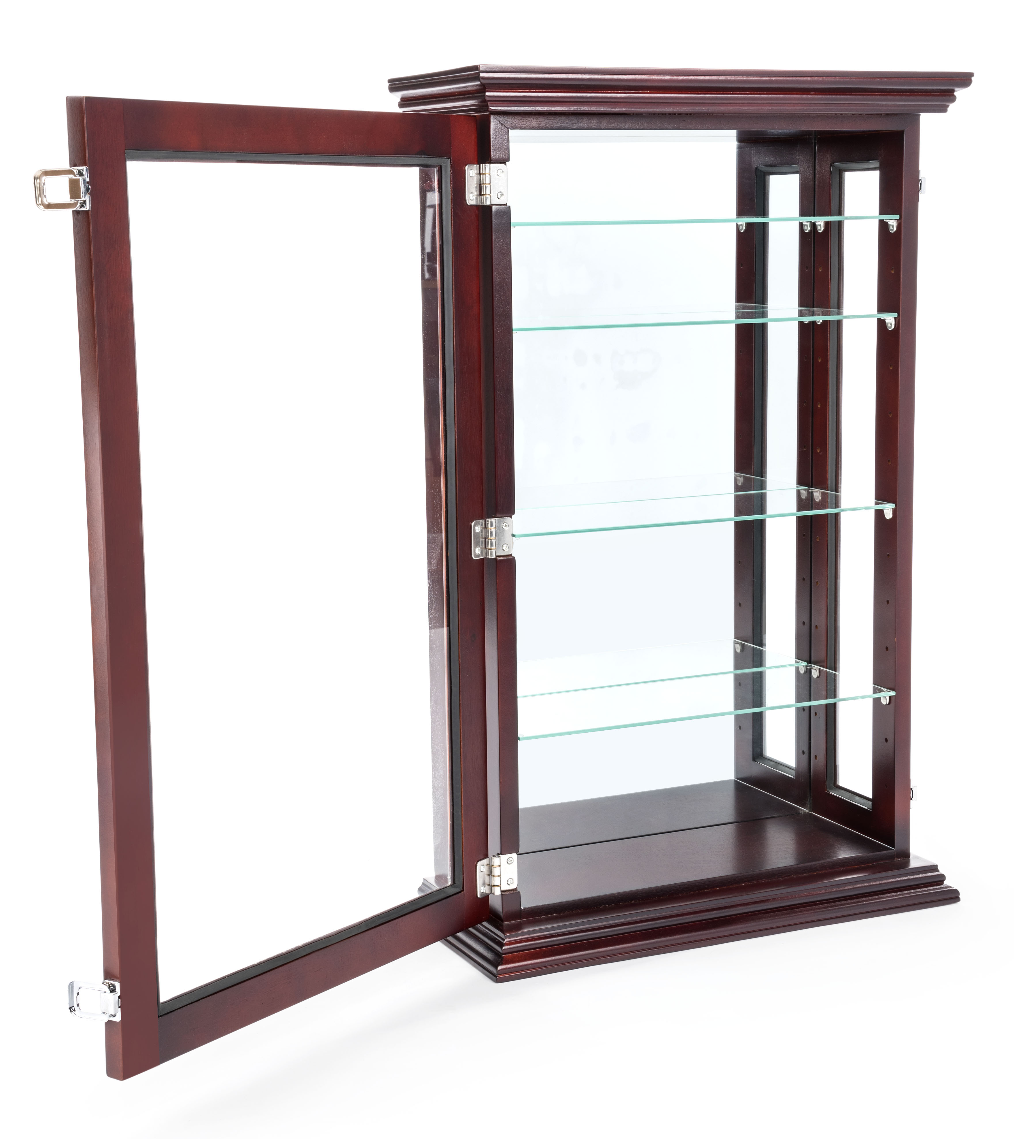 Dark Cherry Mirrored Display Case | Latching Door | Displays2Go