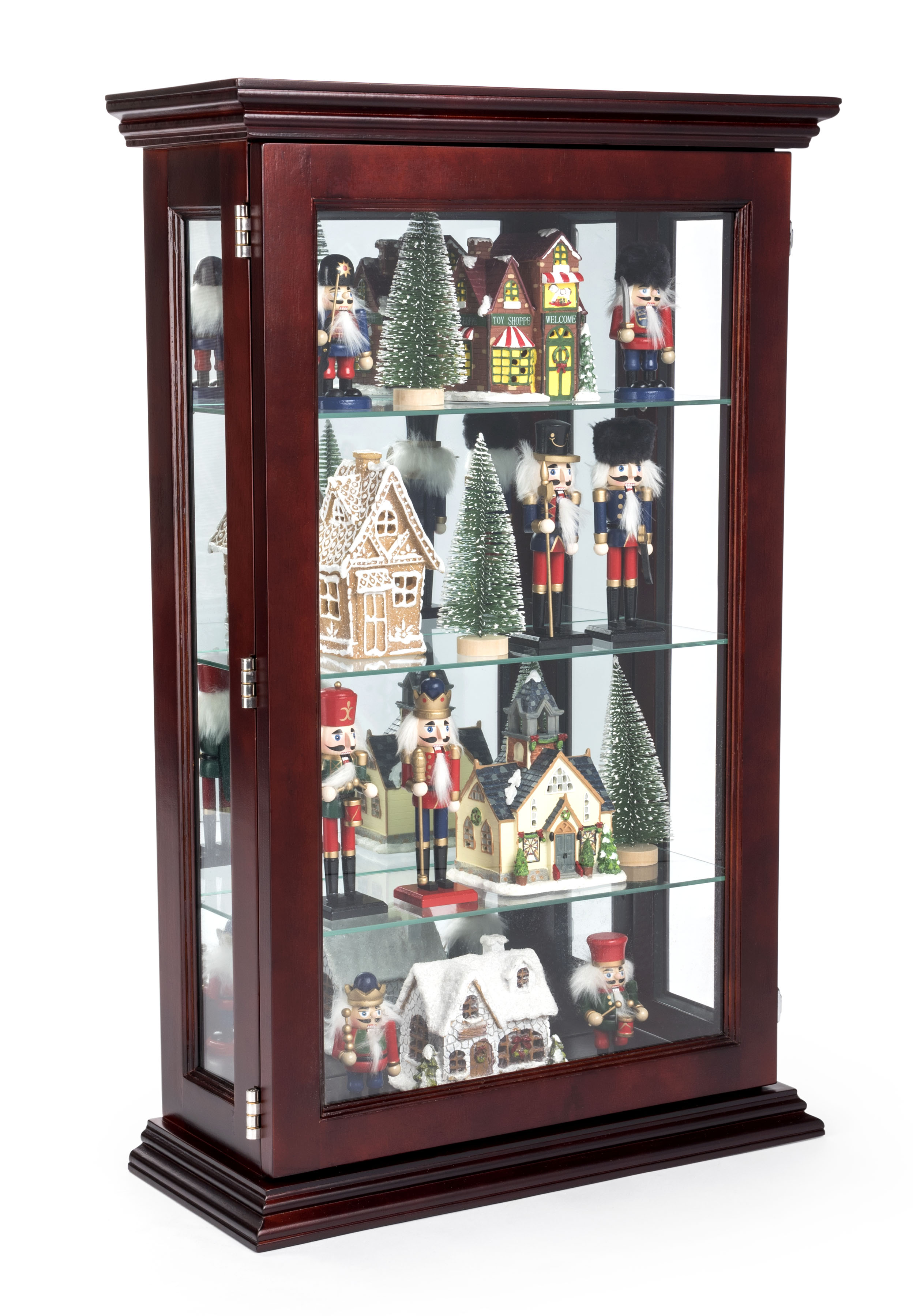 Dark Cherry Mirrored Display Case | Latching Door | Displays2Go