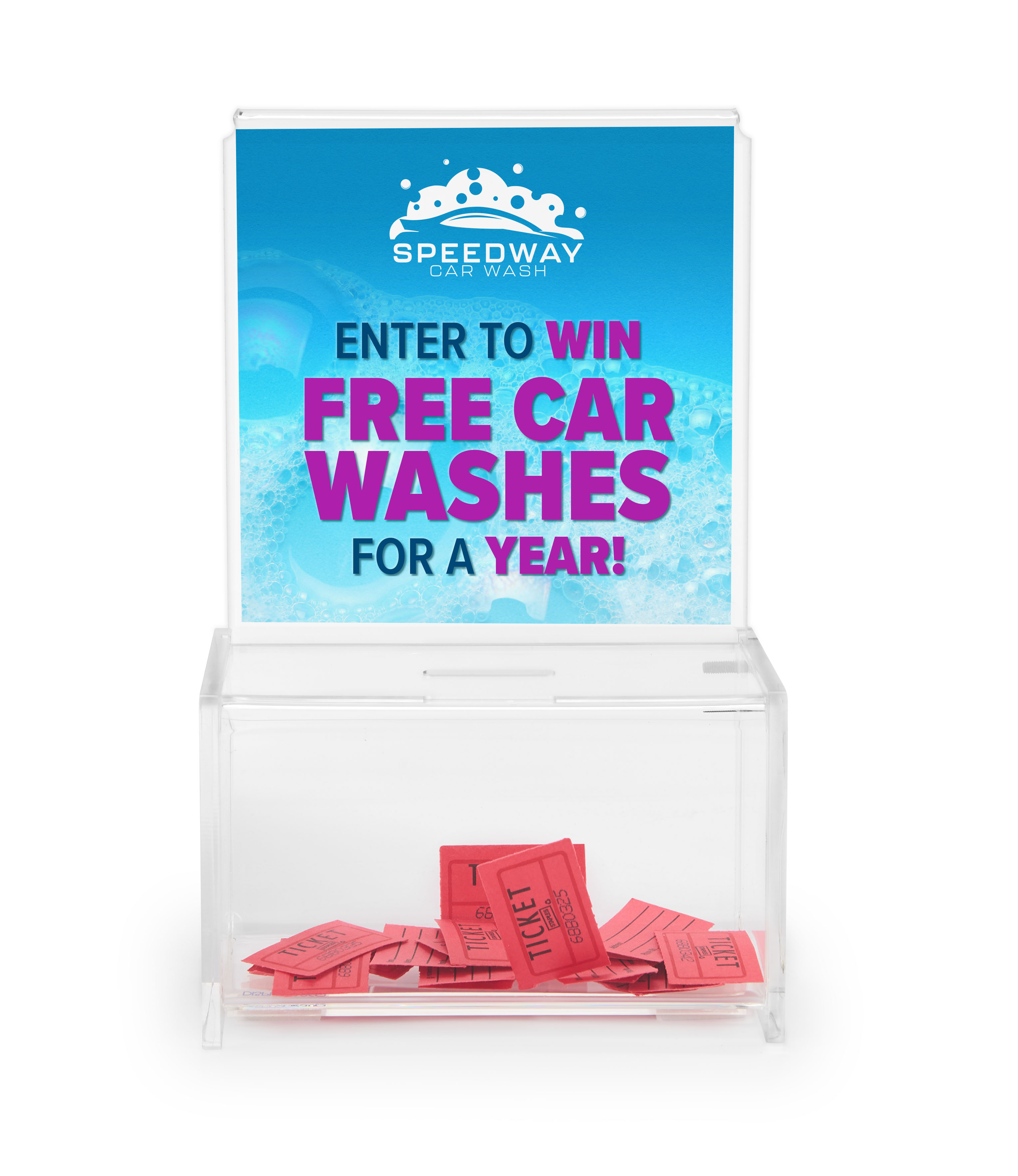 Acrylic Donation Box | Locking Bin w/ Sign Header | Displays2Go