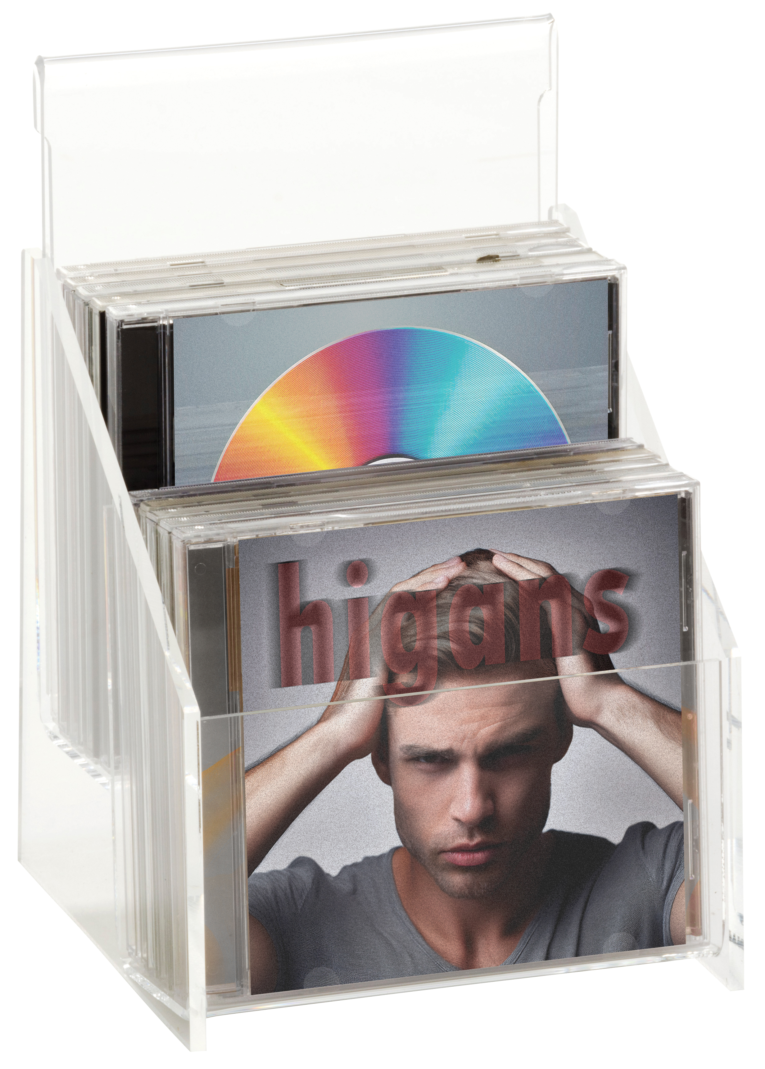 10 CD Rack | Countertop Acrylic Display with Custom Header | Displays2Go