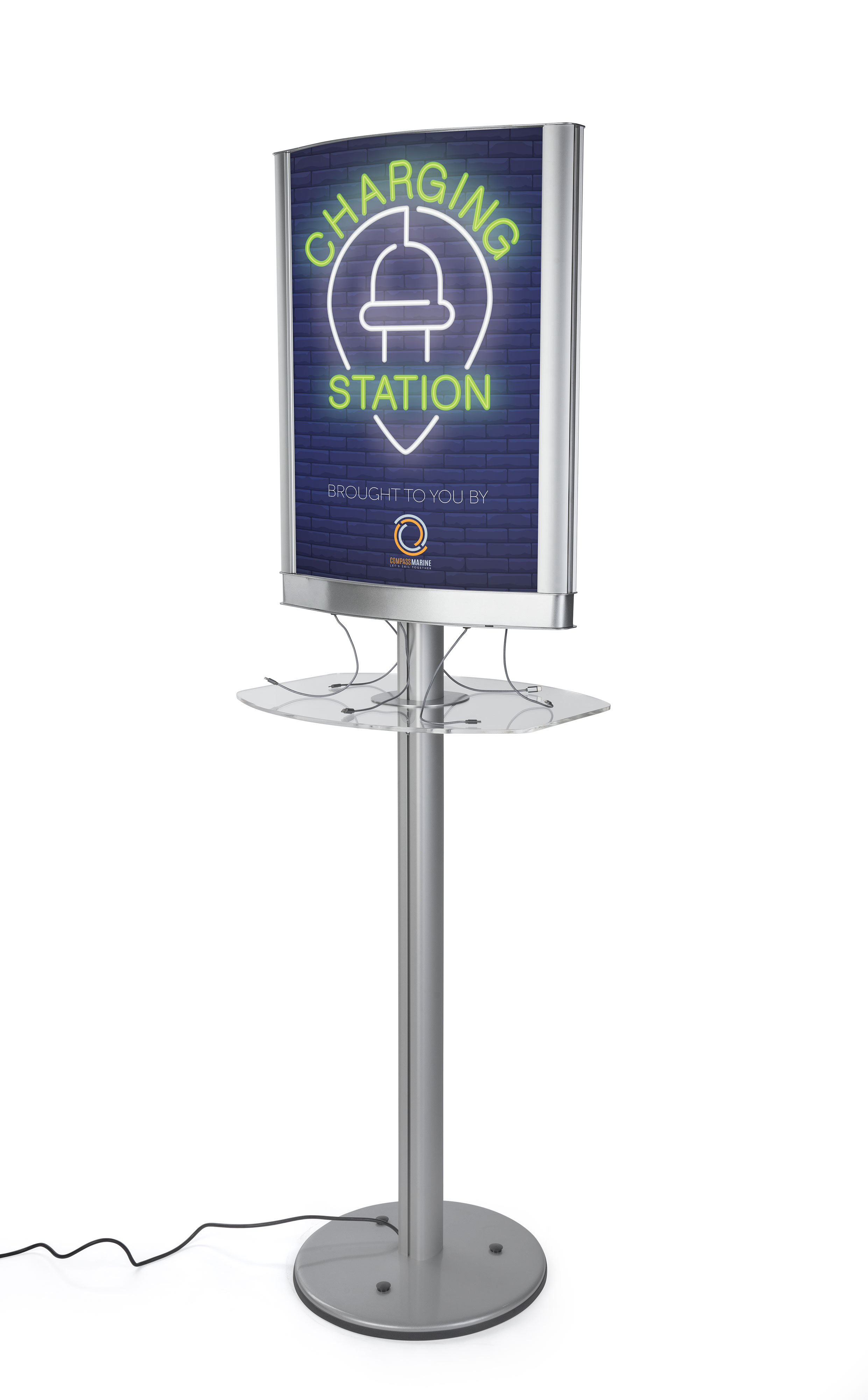 Snap Frame Light Box Charging Station | 6 Braided Cables | Displays2Go