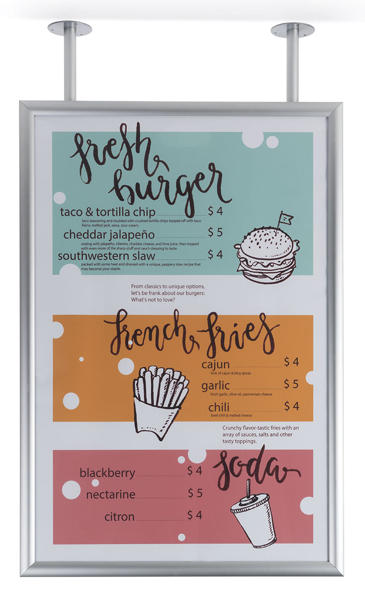 Dual Flange Anchor Silver Ceiling Poster Frame | 24” x 36” | Displays2Go
