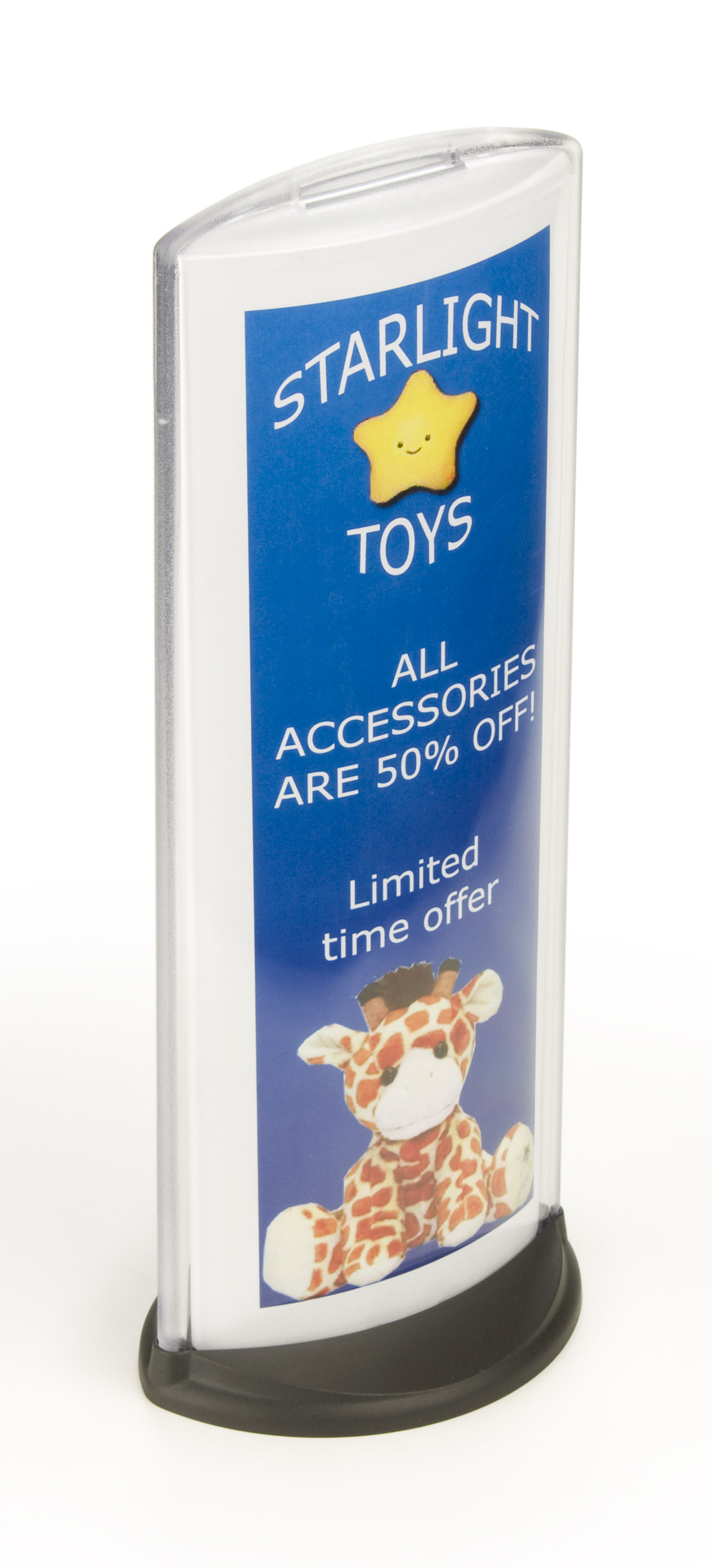 Plastic Display for Folded 8.5" x 11" | 2-Sided Convex Curved Tower