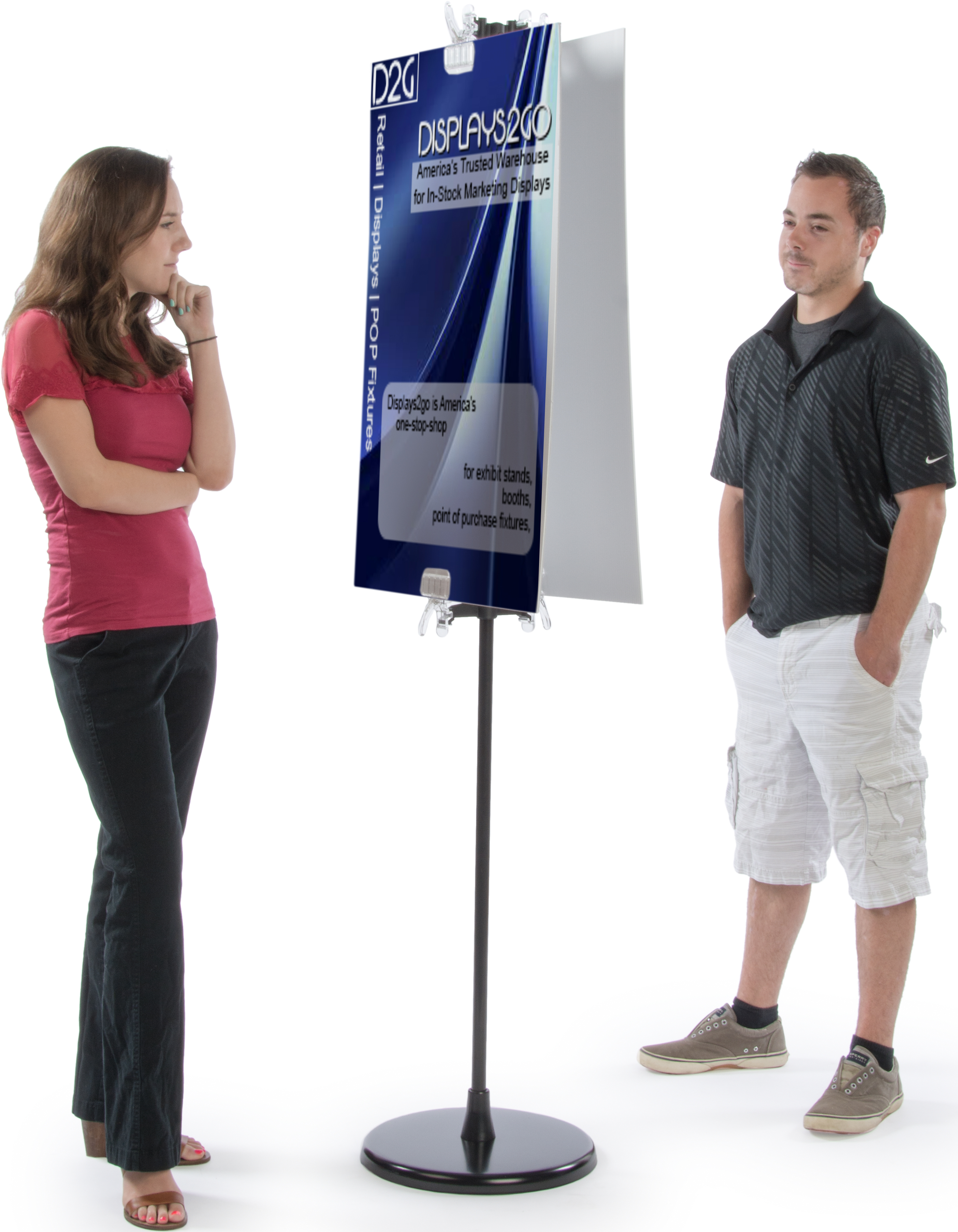 Poster Clip Stand | Double Sided with Blank Sign Boards | Displays2Go