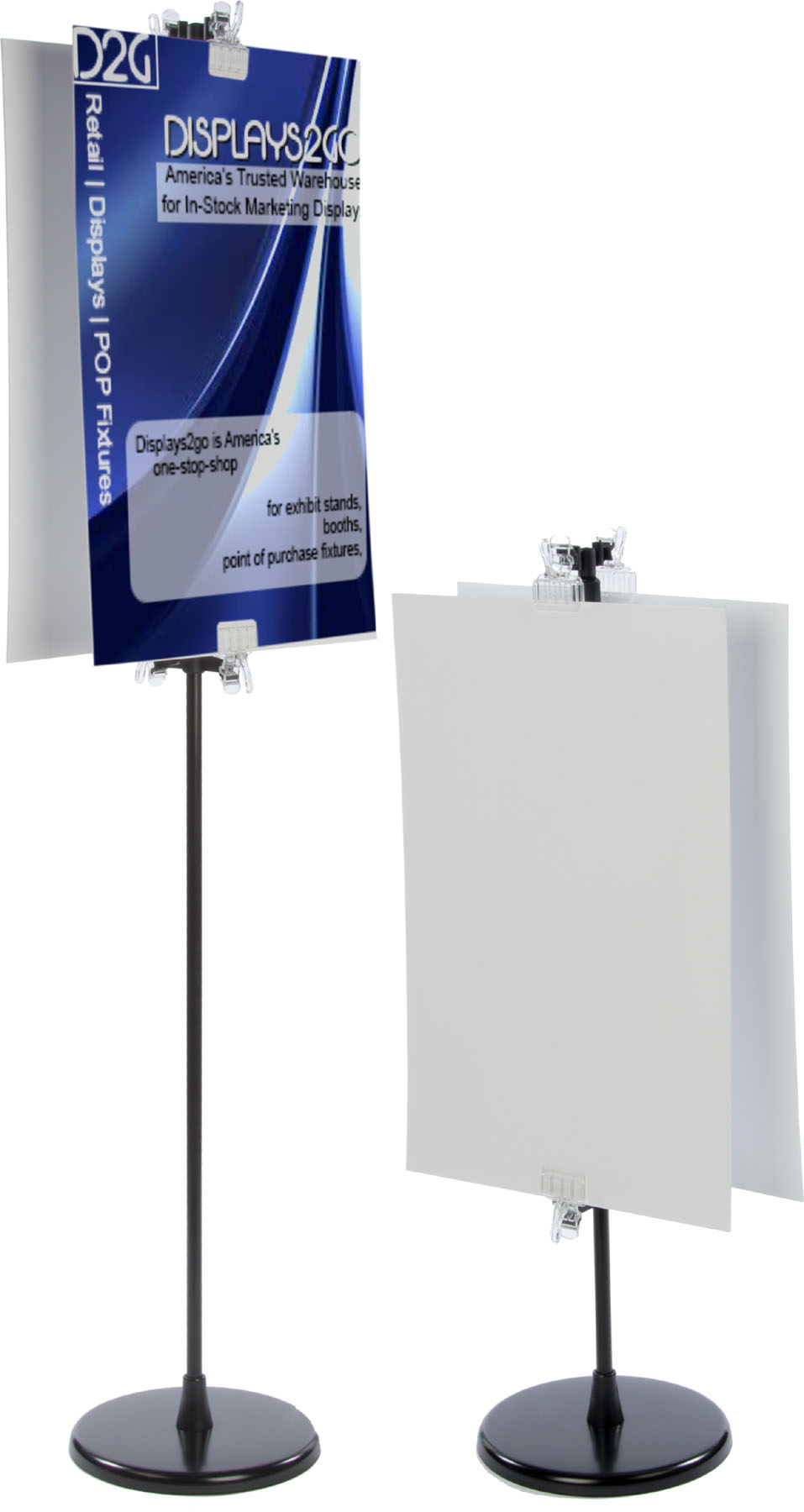 Poster Clip Stand | Double Sided with Blank Sign Boards | Displays2Go