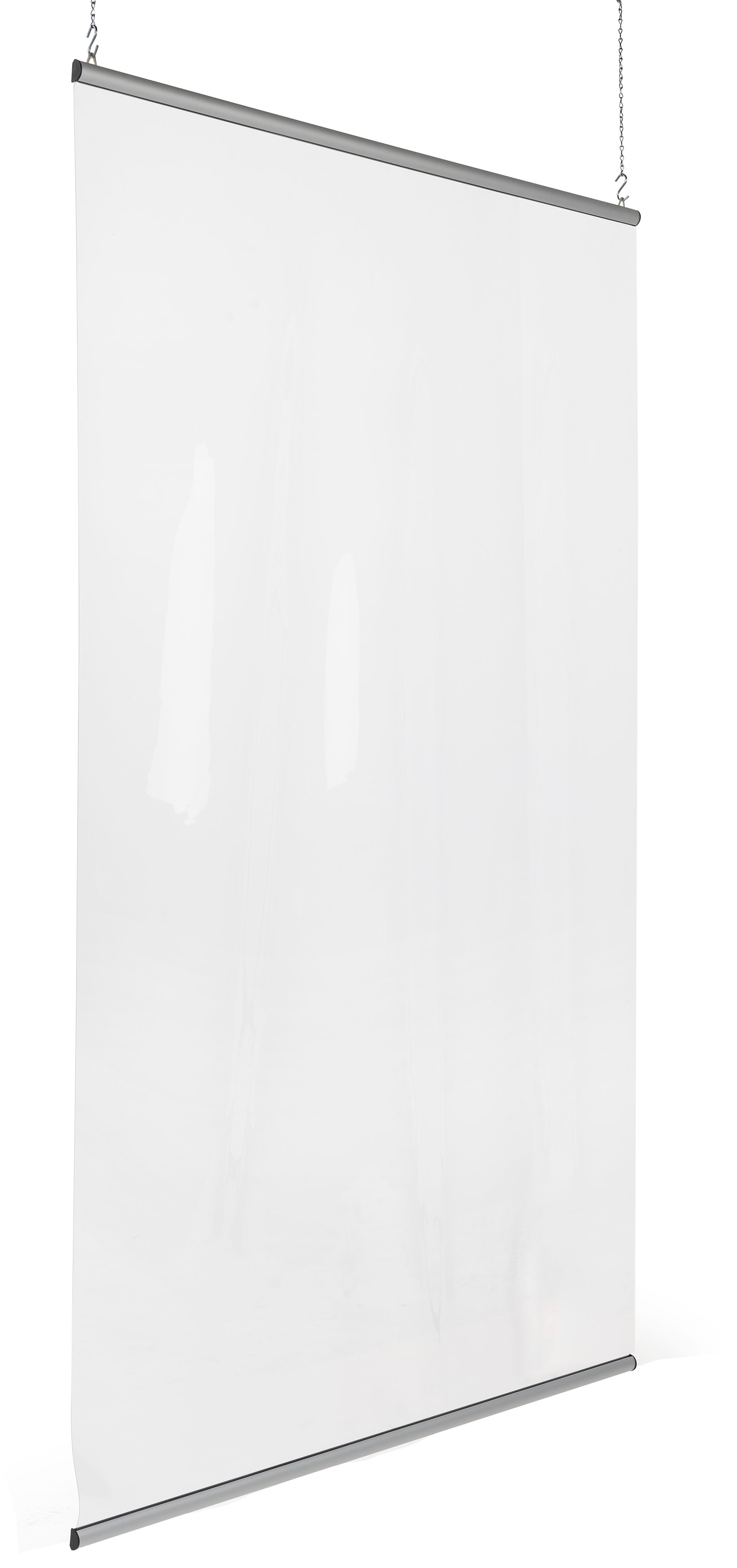 Flexible Hanging PVC Cashier Shield | 6ft Tall Clear Partition