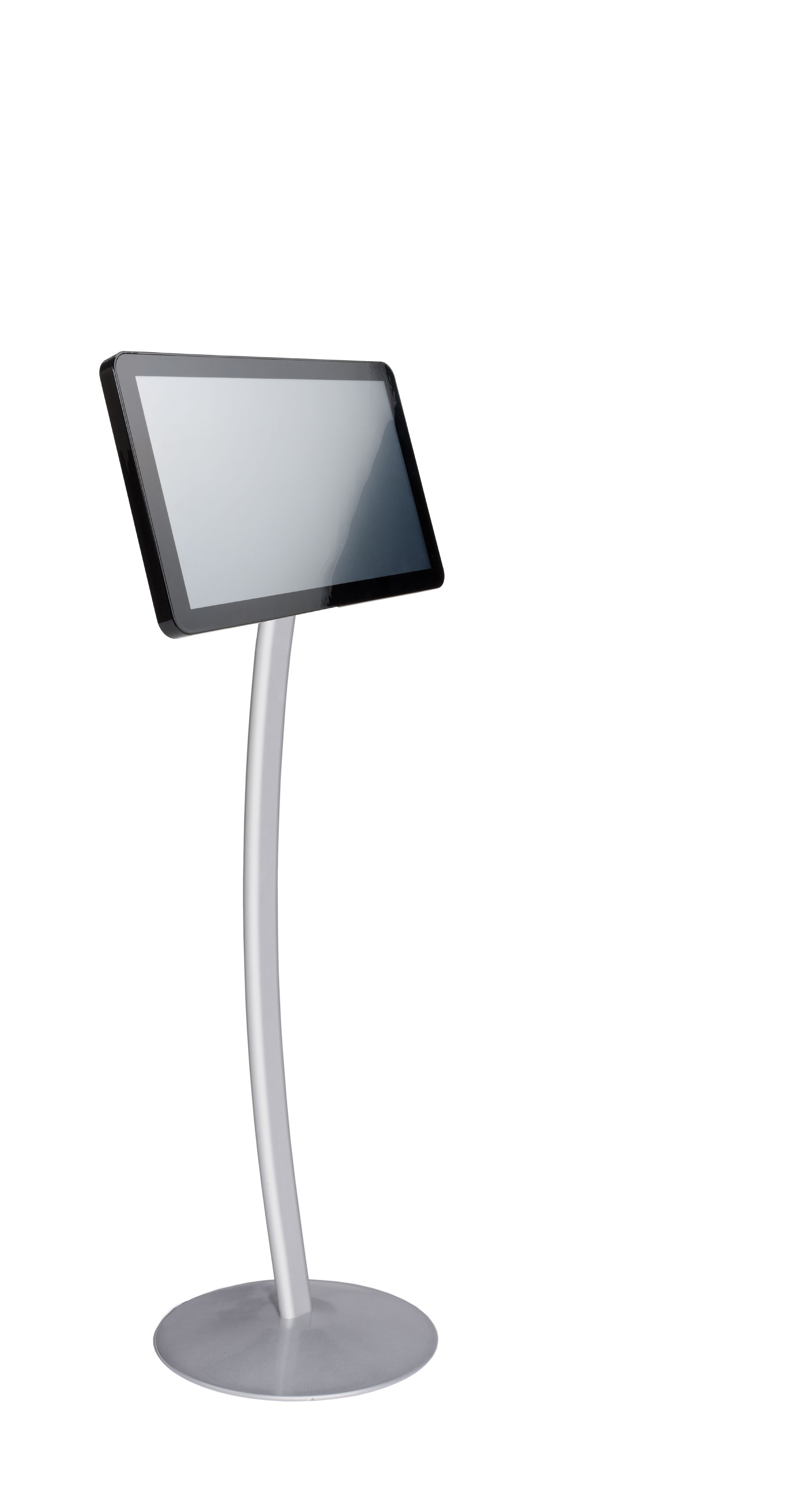 Curved Tablet Stand | Satin Silver Display With VESA Bracket | Displays2Go