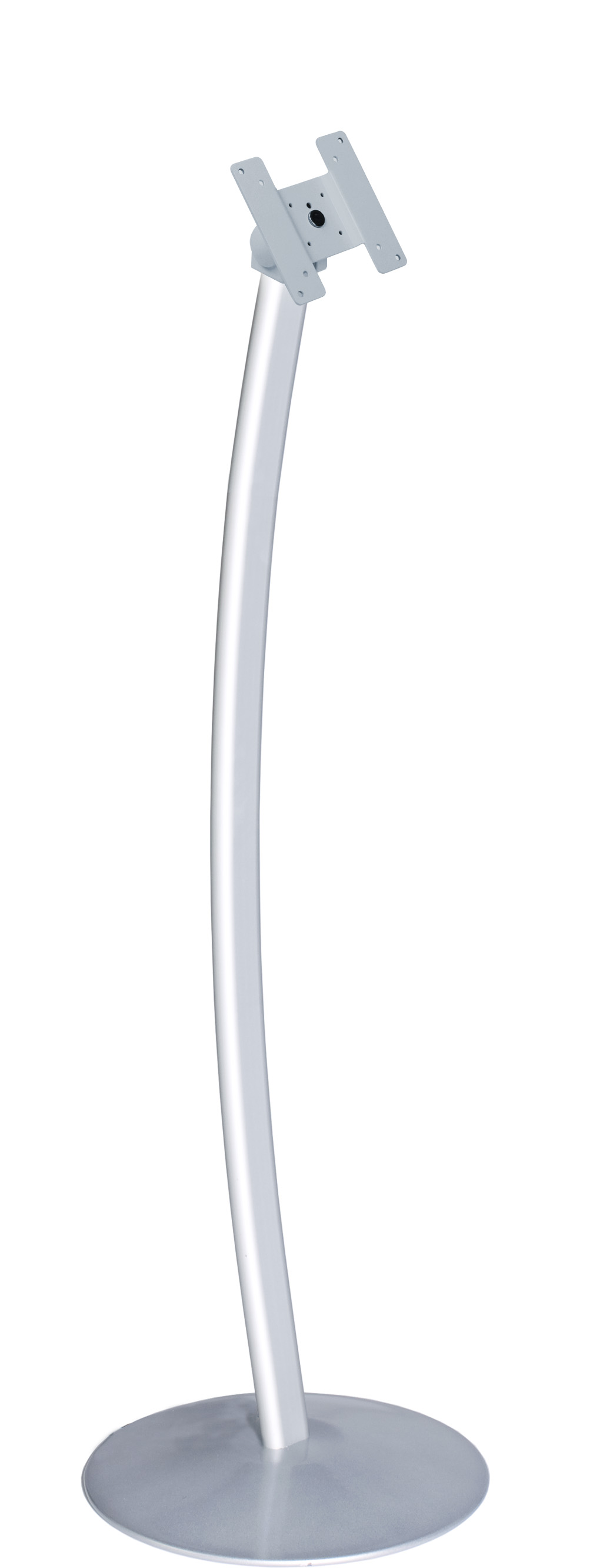 Curved Tablet Stand | Satin Silver Display With VESA Bracket | Displays2Go