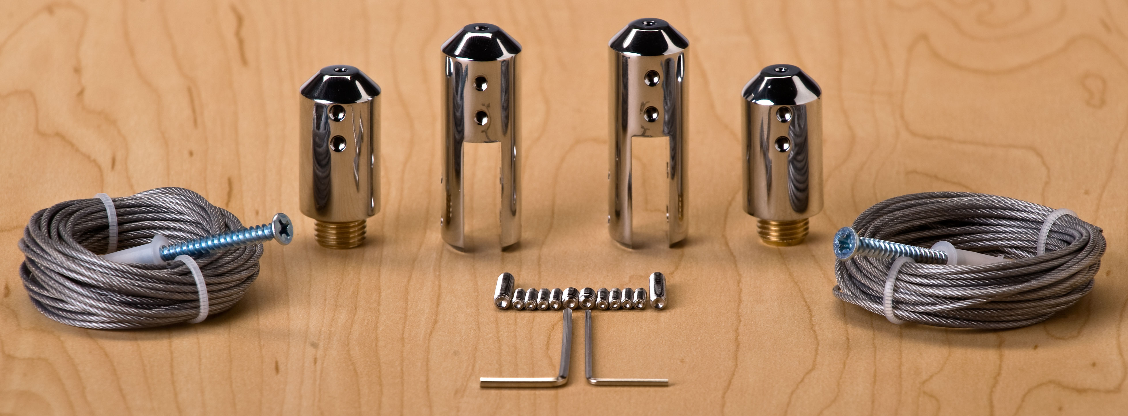 Cable Hanging Kit | 2 Ceiling Mounts, 2 Clamps & 2 Silver Cables ...