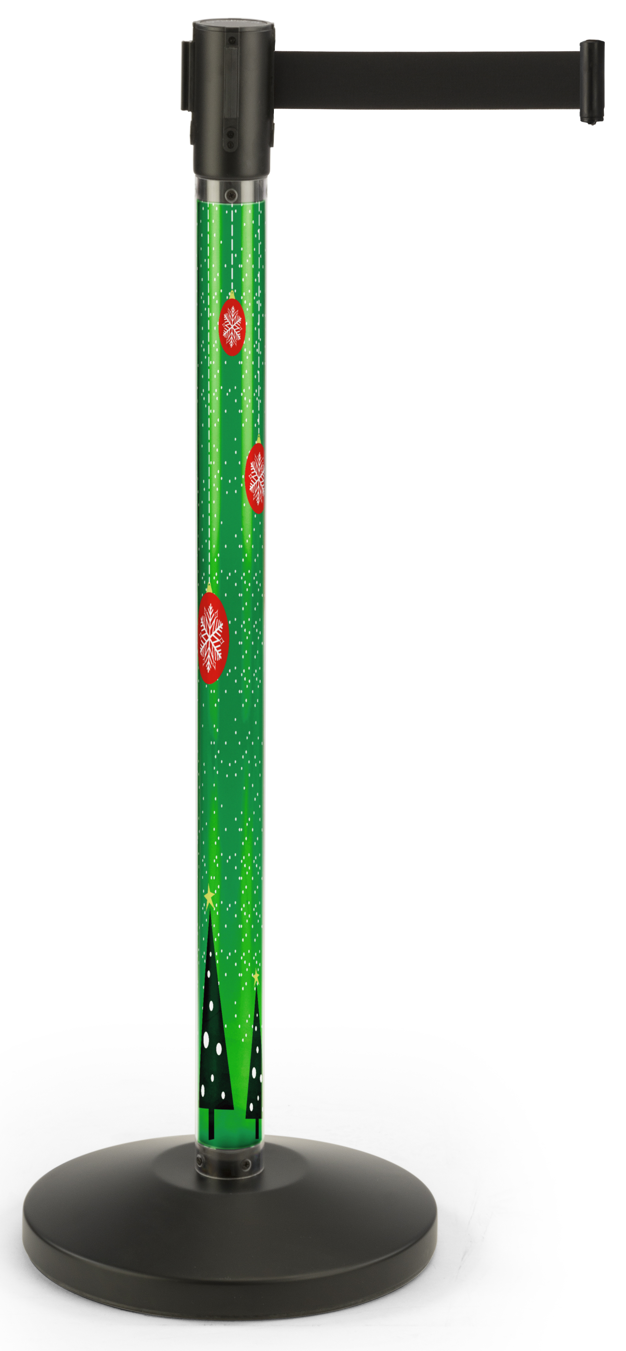 Seasonal Printed Stanchion | 6.5’ Retractable Black Belt | Displays2Go