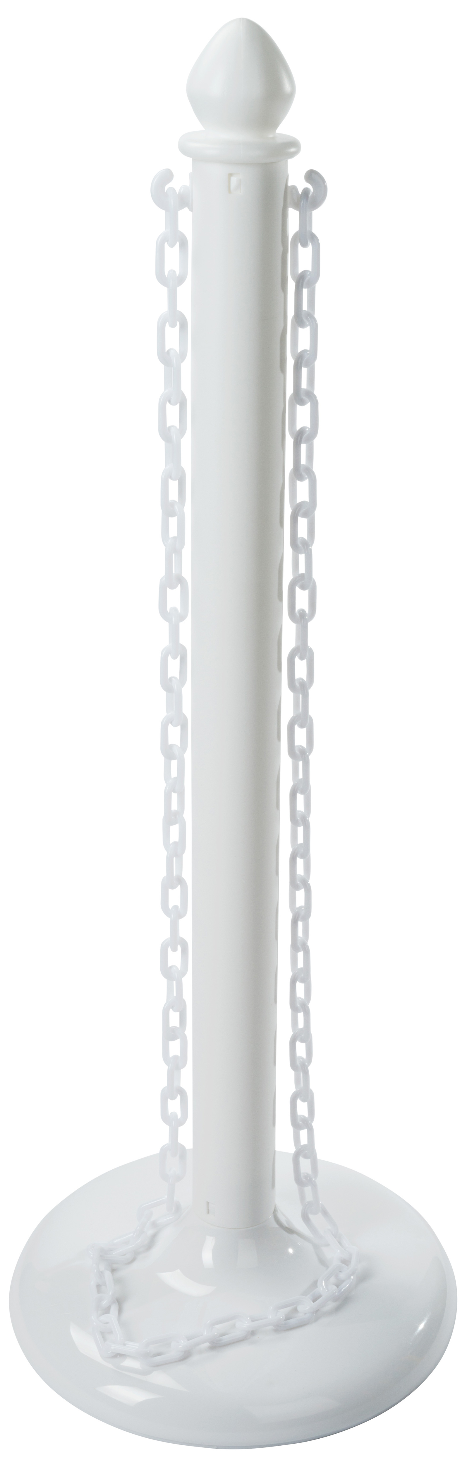 White Plastic Chain Rope Stanchions | 6.5’ Barrier Length | Displays2Go