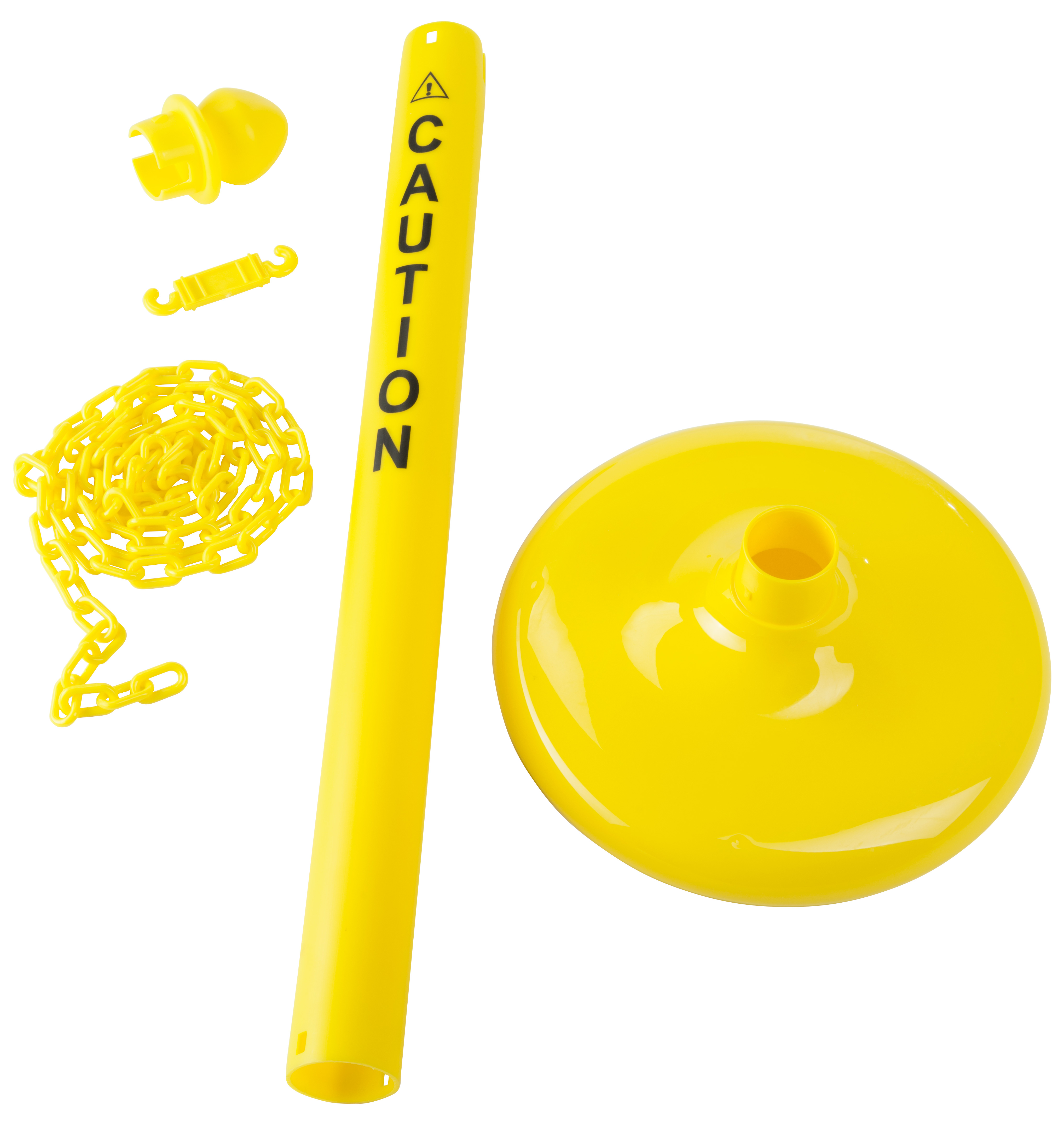 Plastic Caution Posts | Complete Kit with Stanchion and Chain | Displays2Go
