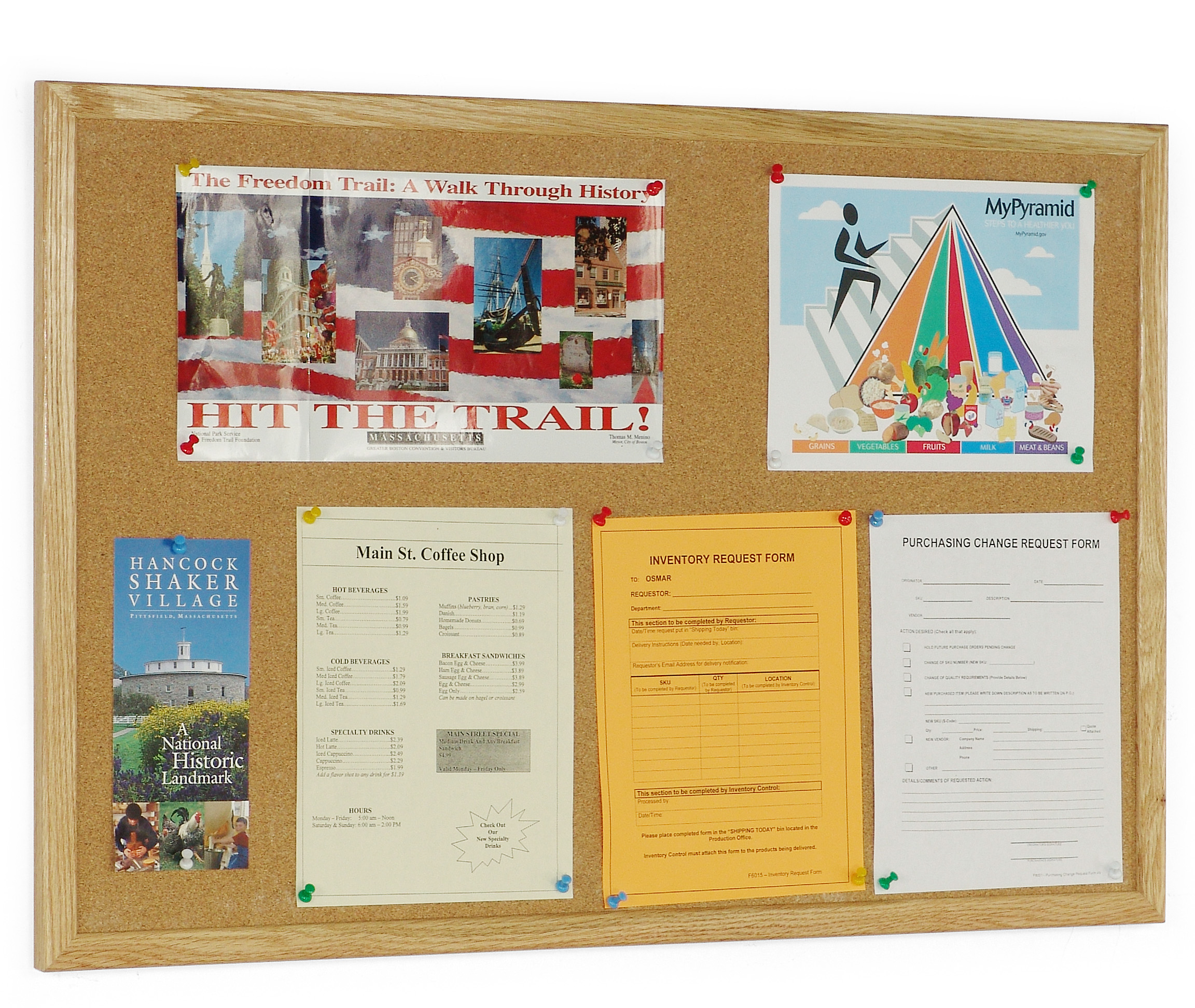 36" x 24" Pin Board - Oak Finish | Displays2go