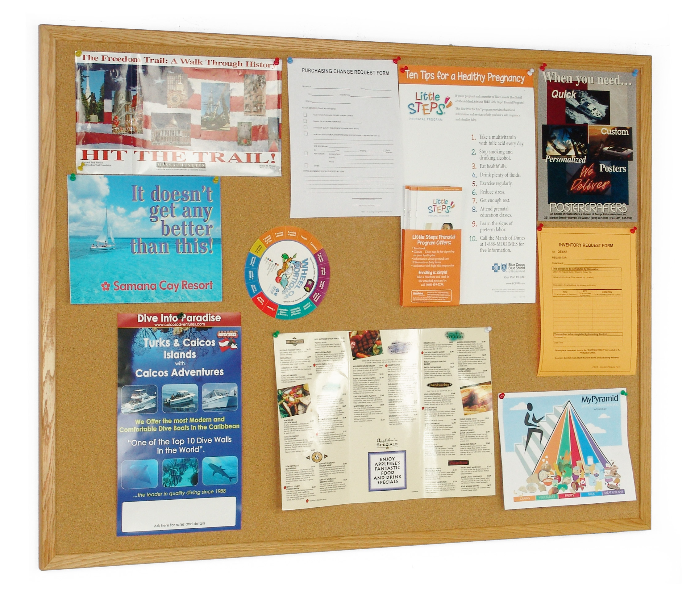 46.5" x 36" Wooden Oak Frame Tackboard | Displays2Go