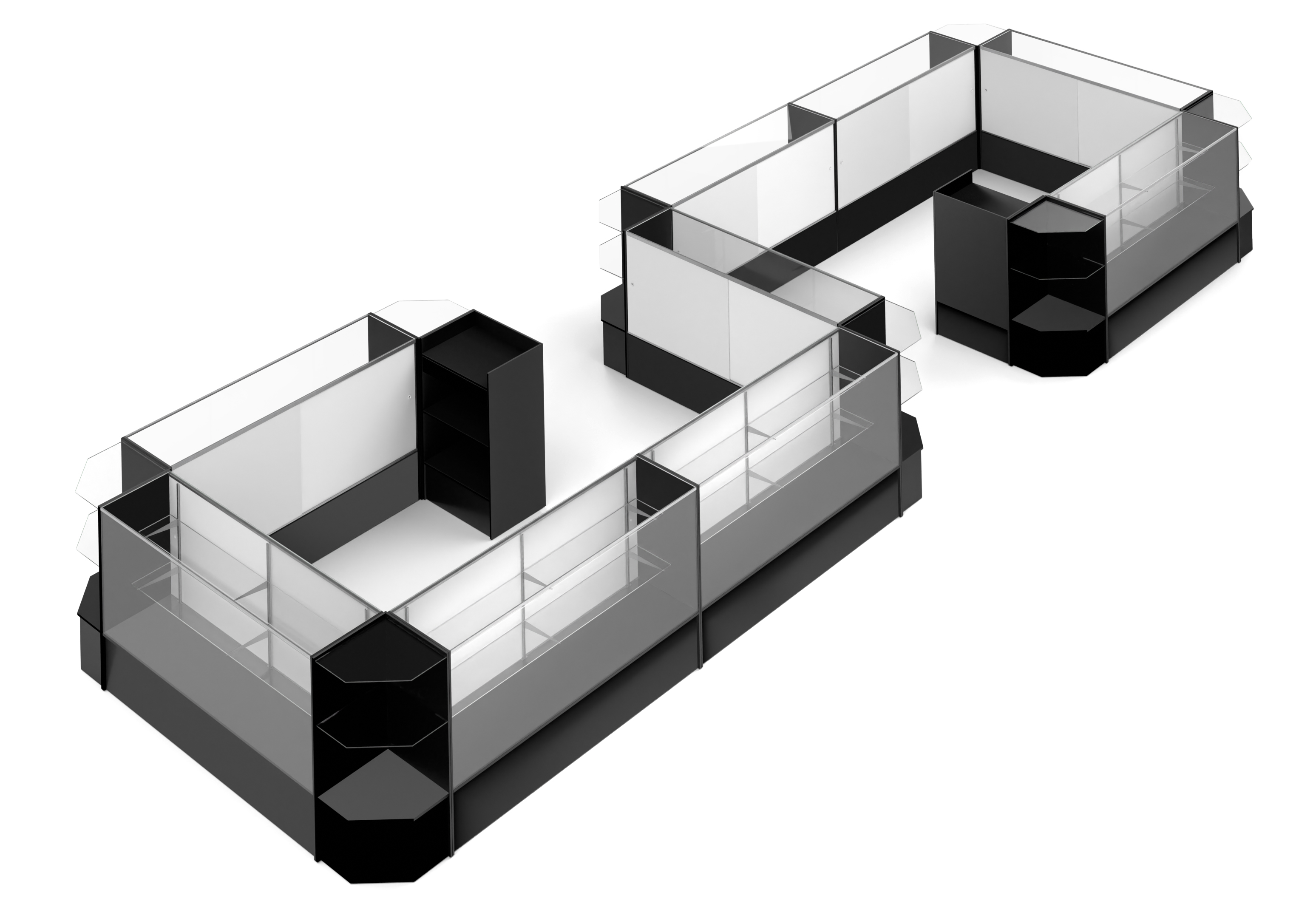 Affordable Modular Display Cases | Large Island Design Retail Setup ...
