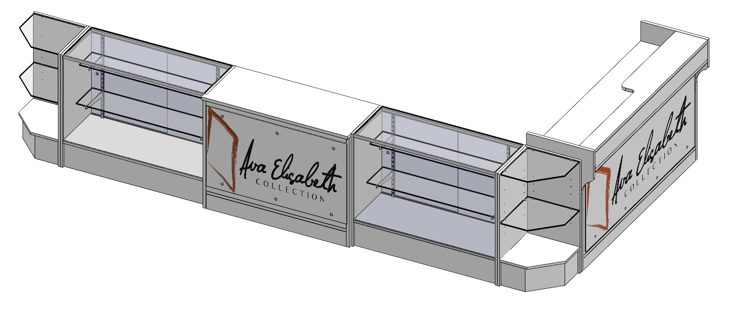 White Cash Wrap Setup with Graphics | L Shaped Configuration | Displays2Go