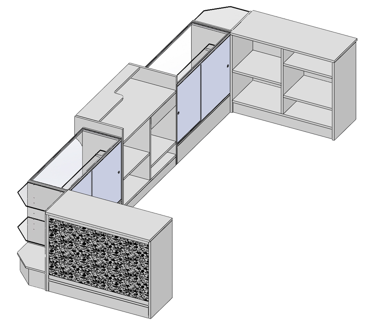 Custom Graphic Cash Wrap Setup | U Shaped Layout Front Mount Art ...