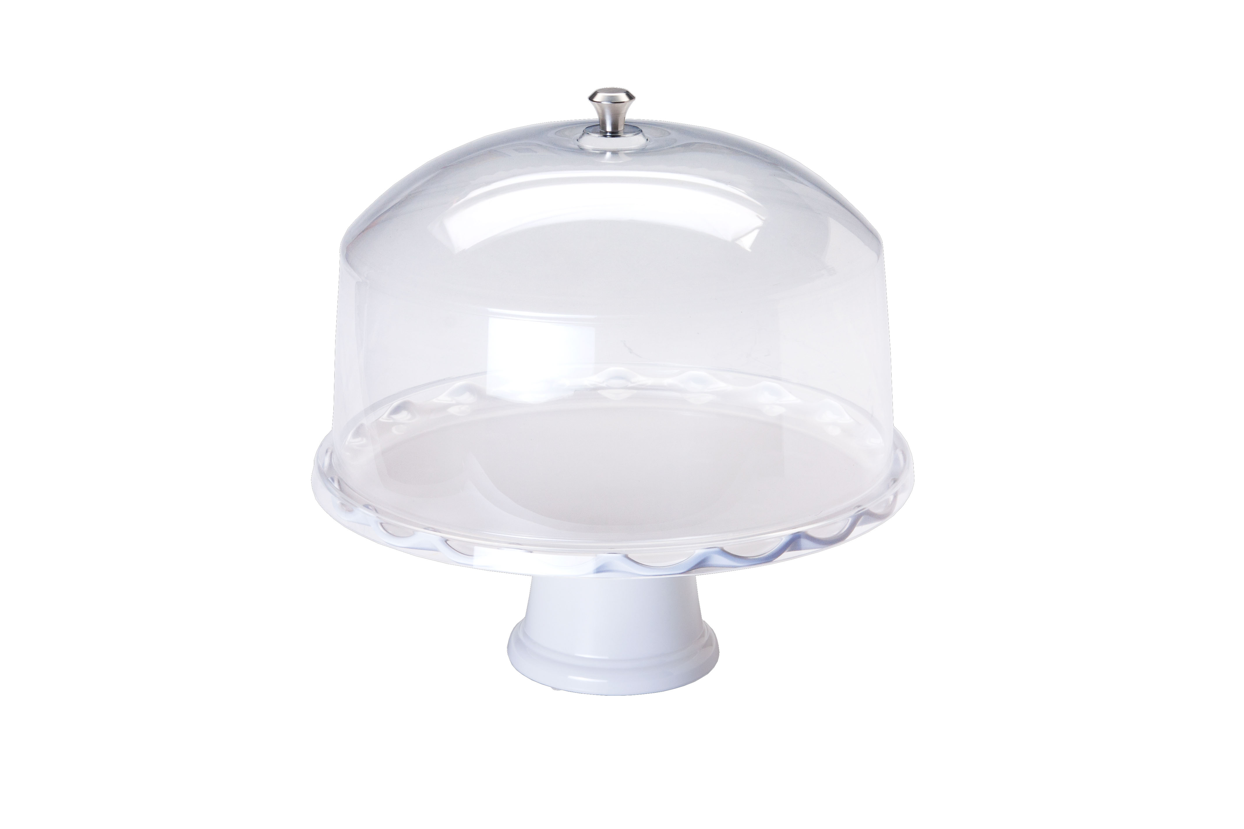 15” White Cake Stand with Dome | 3 Piece Set | Displays2Go