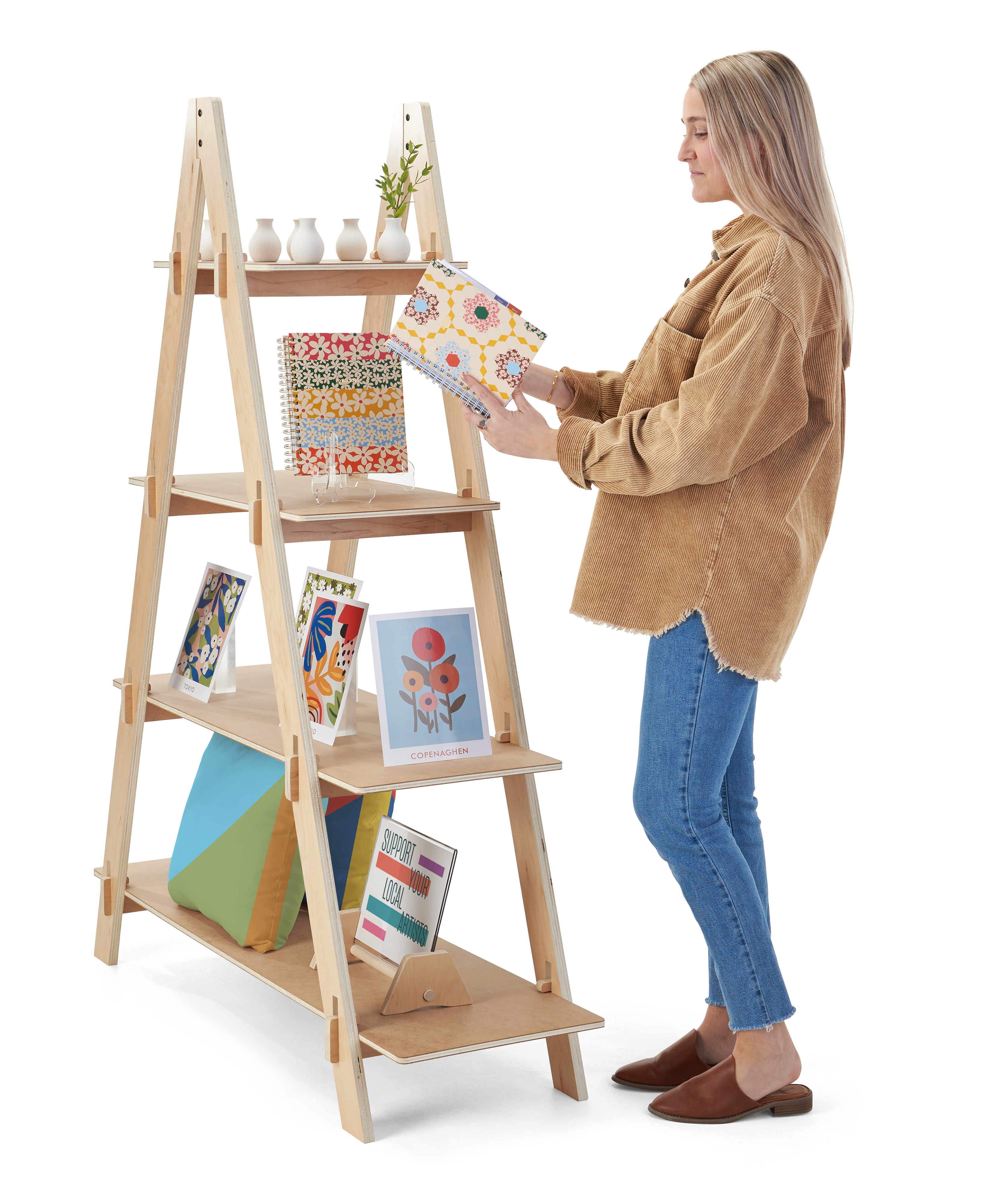 A Frame Shelf | 4-Tiered Shelving with Flat-Pack Design | Displays2Go
