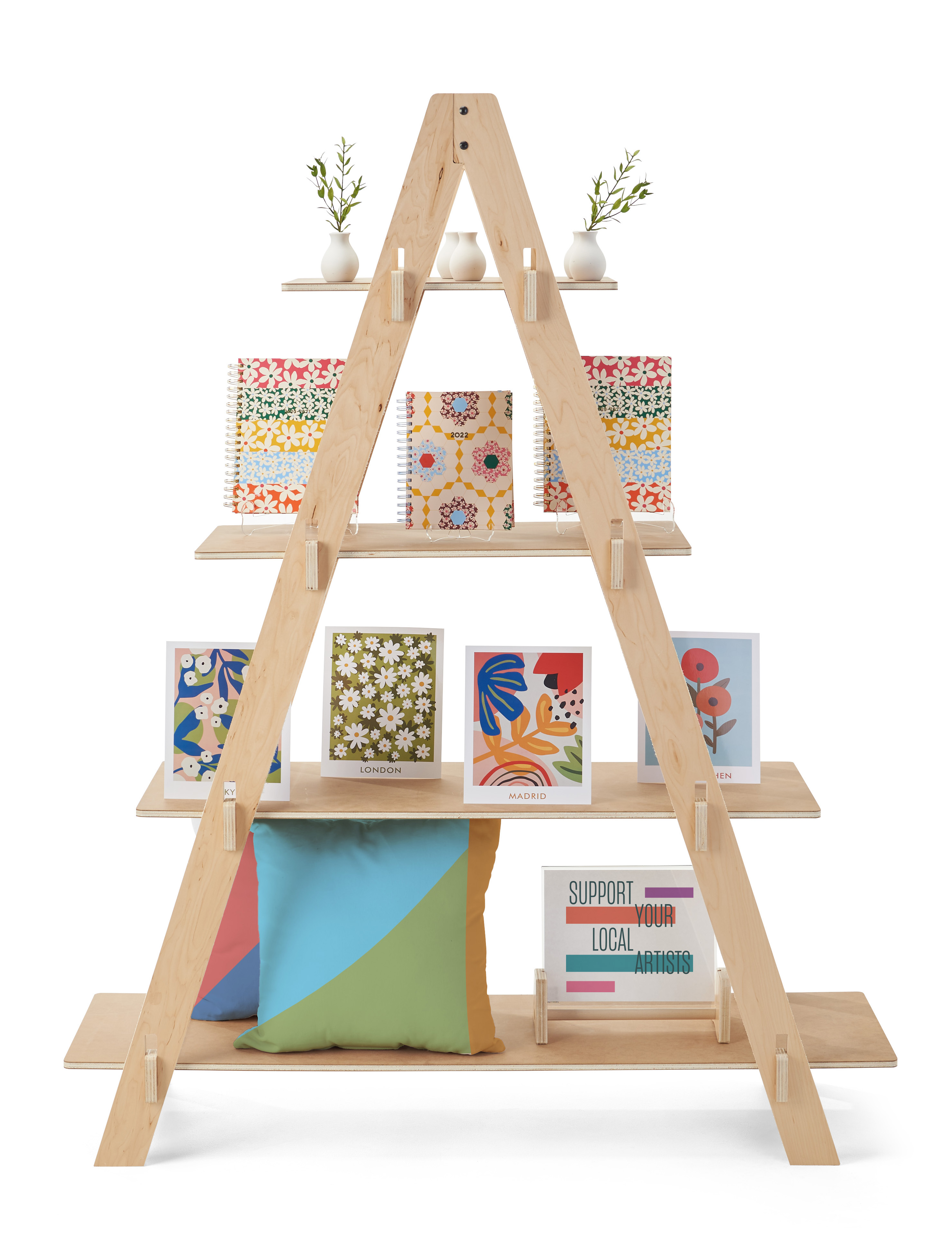 A Frame Shelf | 4-Tiered Shelving with Flat-Pack Design | Displays2Go