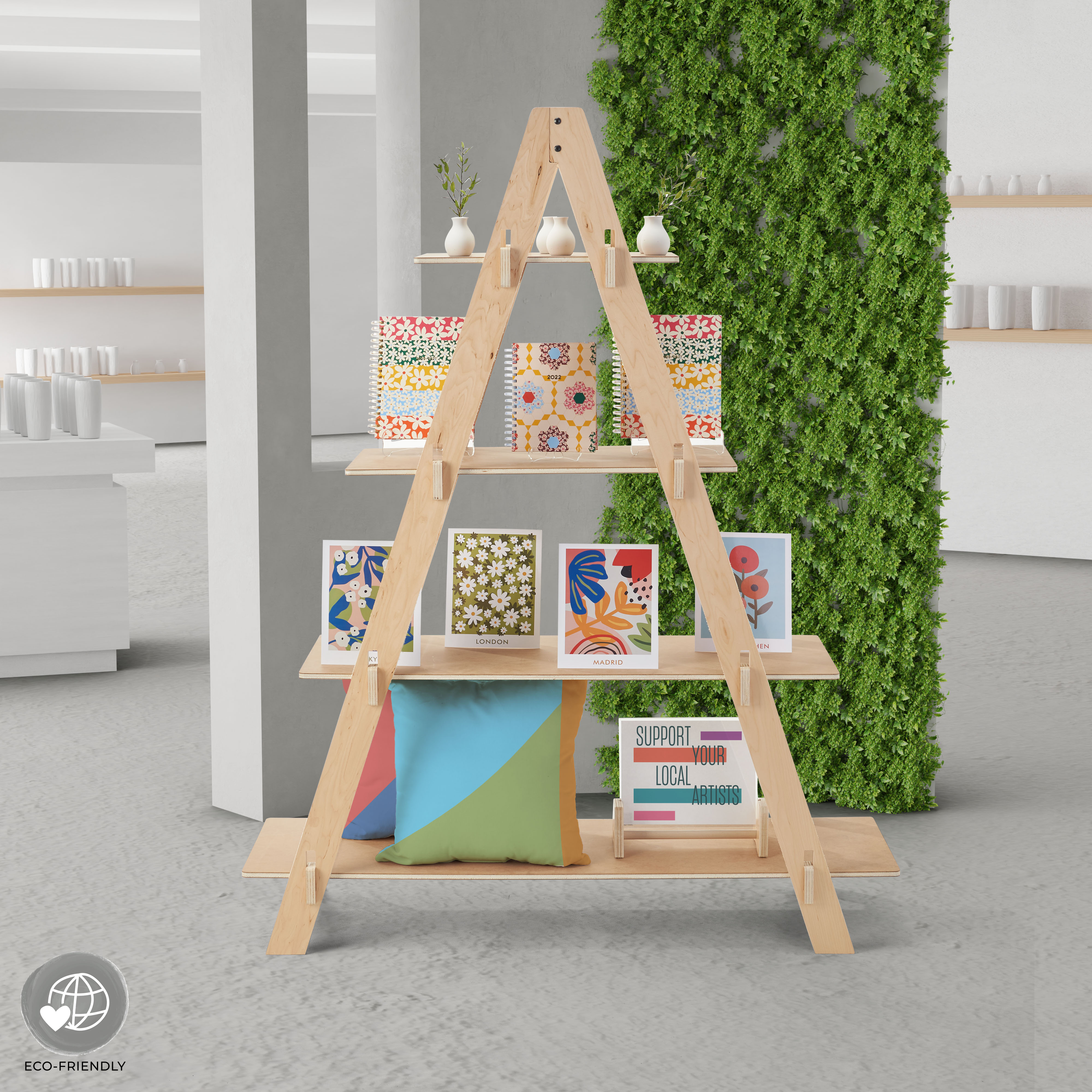 A Frame Shelf | 4-Tiered Shelving with Flat-Pack Design | Displays2Go