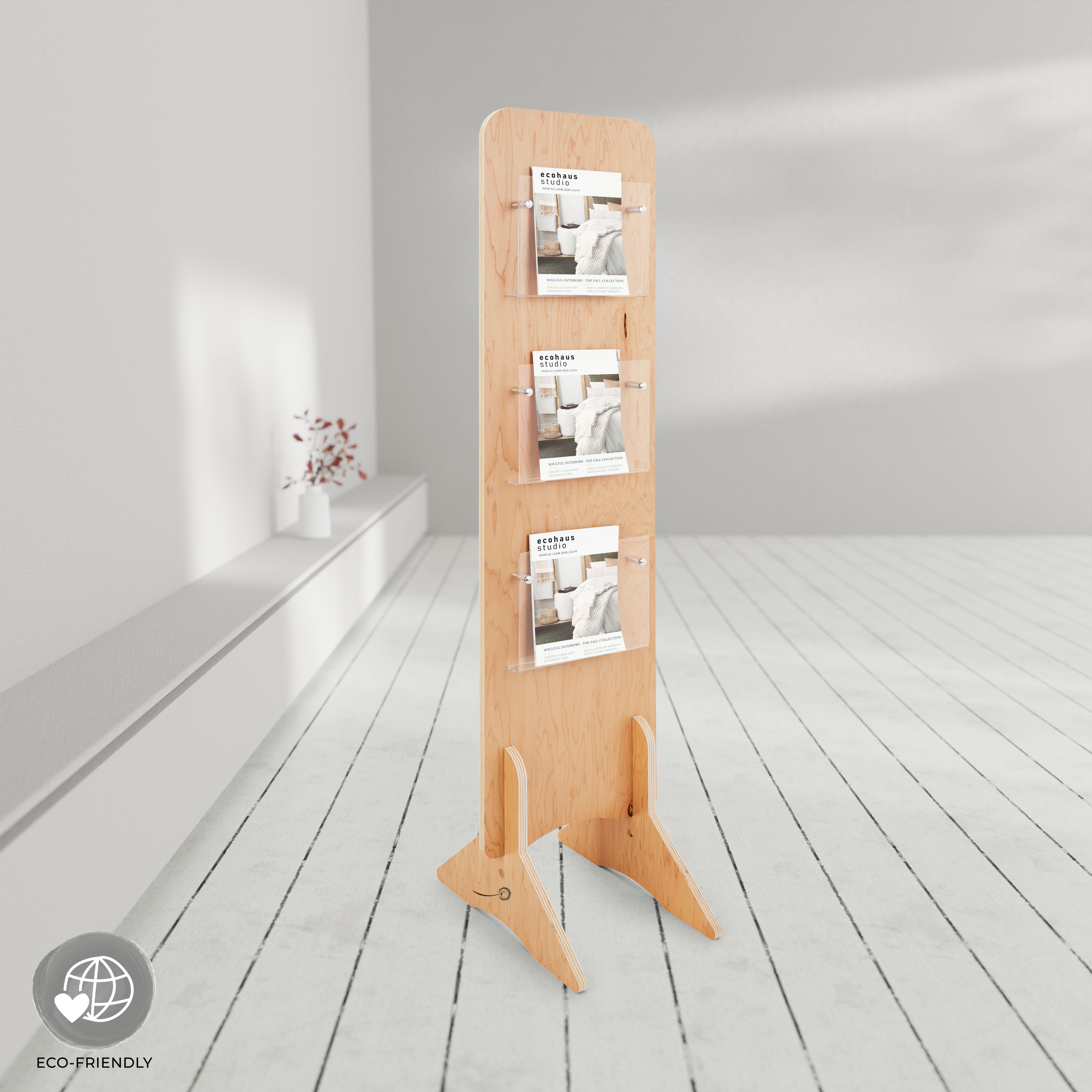 Knockdown Wood Literature Stand | Double-Sided Design | Displays2Go