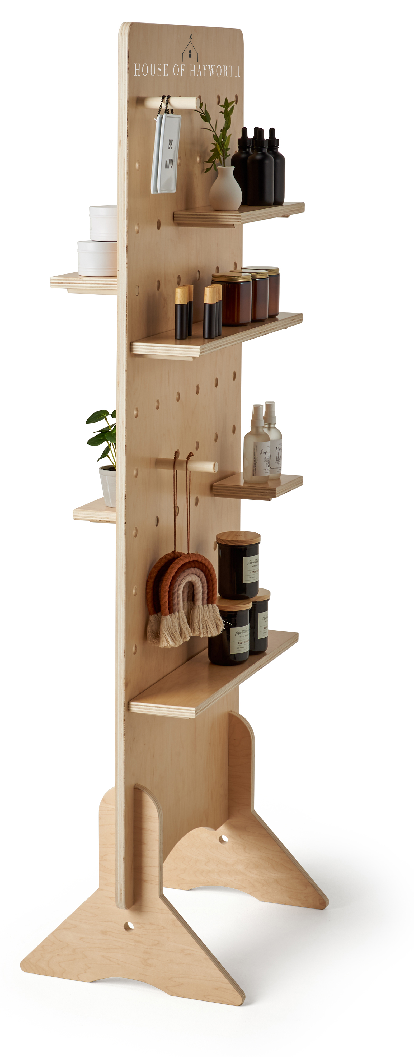 Wooden Pegboard Floor Display | Custom Printed Header | Displays2Go