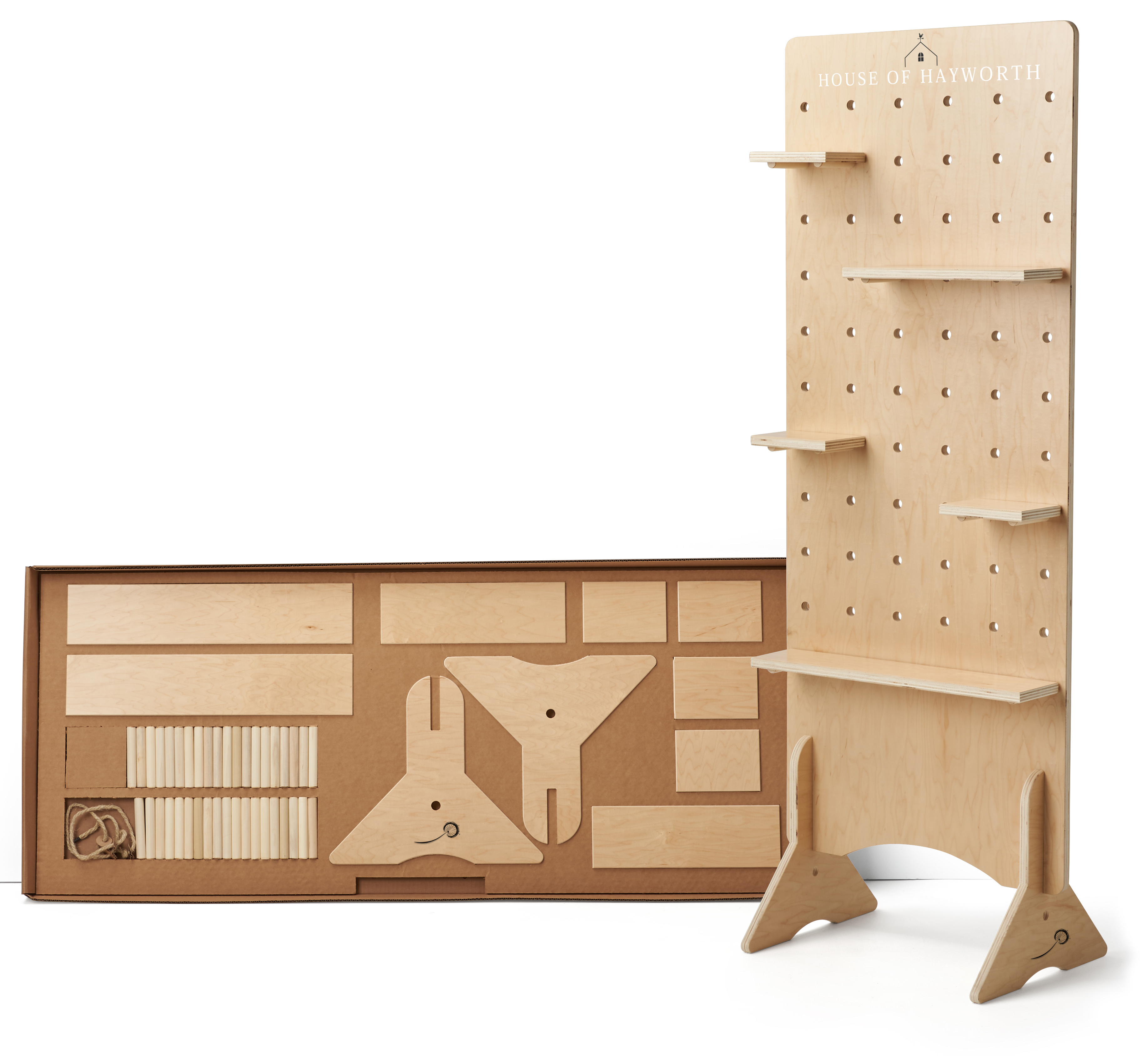 Wooden Pegboard Floor Display | Custom Printed Header | Displays2Go