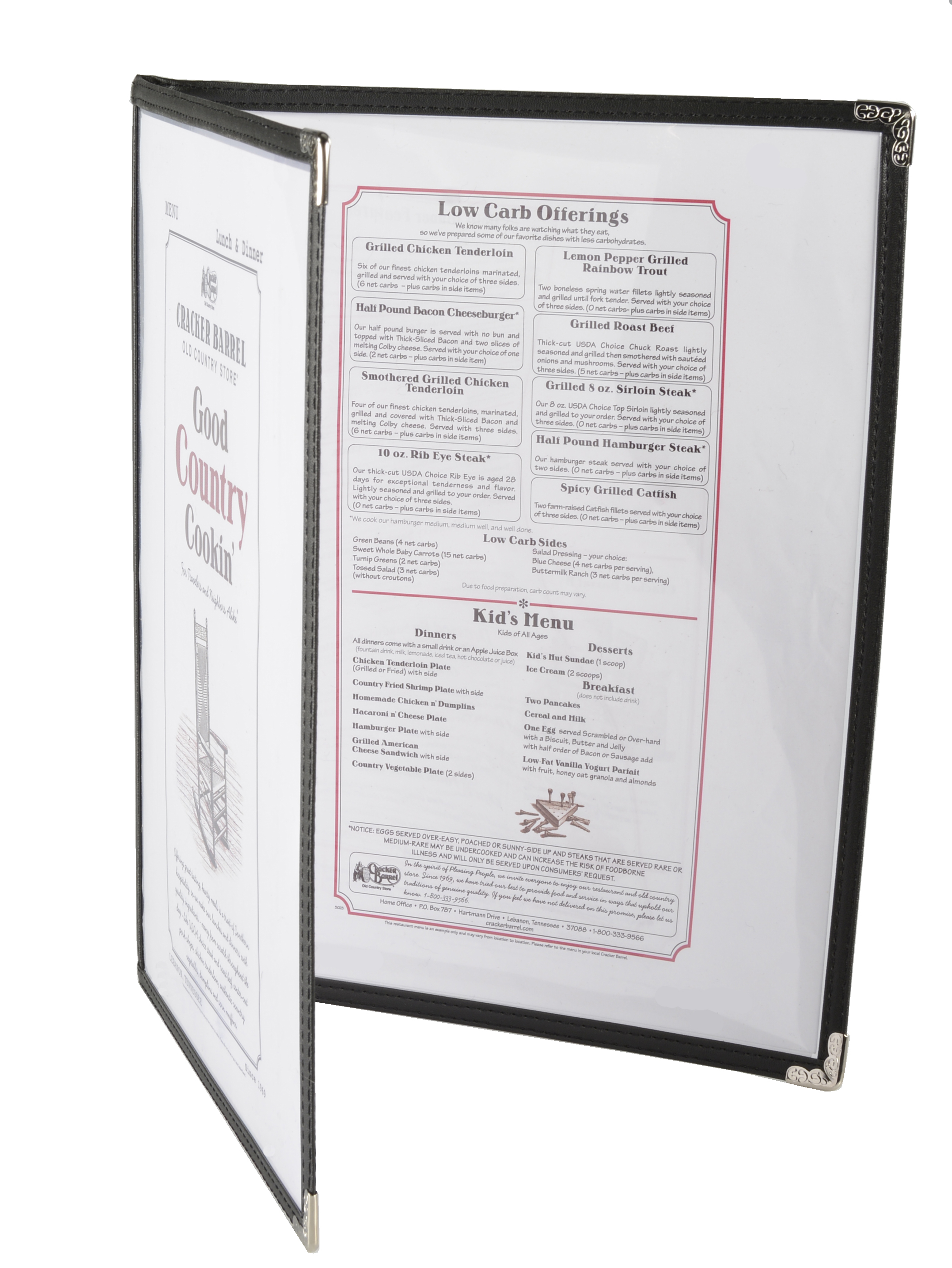 Black Leather Wine Menu Cover | 4 Sheets Silver Corner Protectors ...