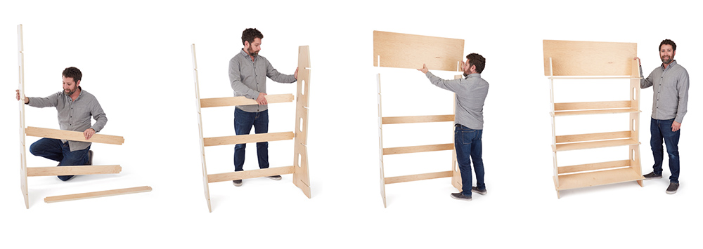 Wooden Knockdown Shelf Merchandiser | 4-Tiered Shelving