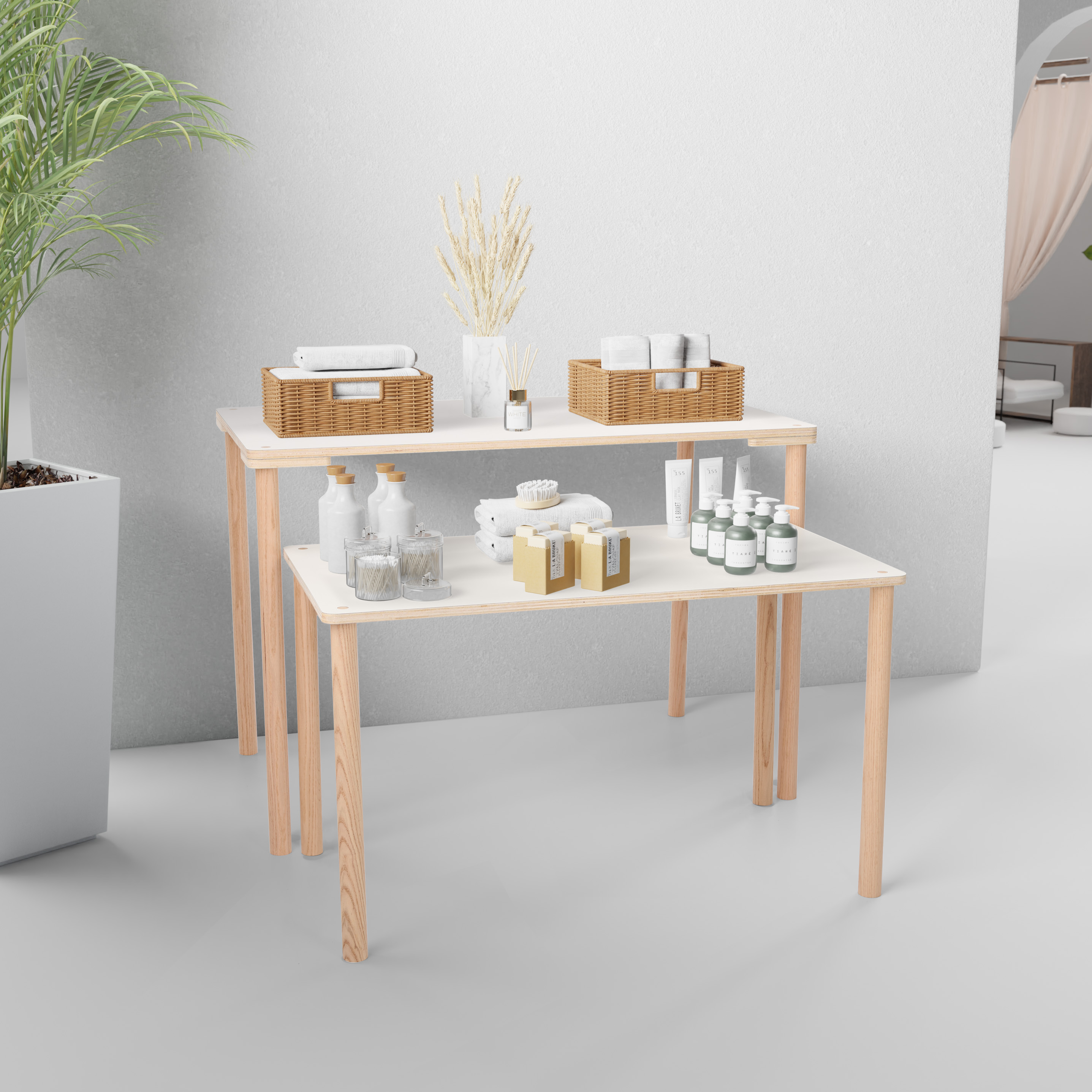 Wood Nesting Tables | Set of 2 Tables | Displays2Go