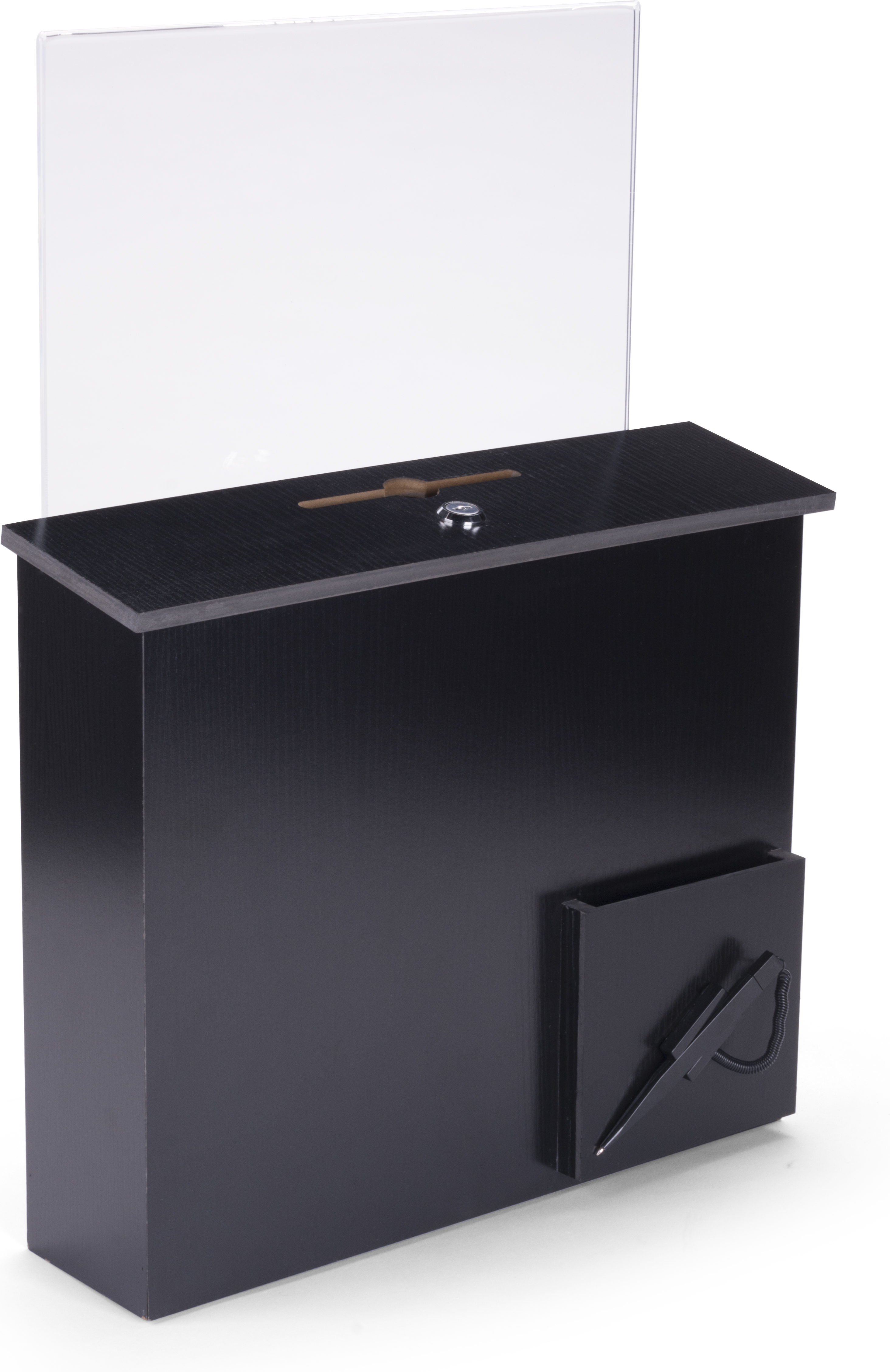 Black Donation Box with Sign Holder | Countertop or Wall Mount ...