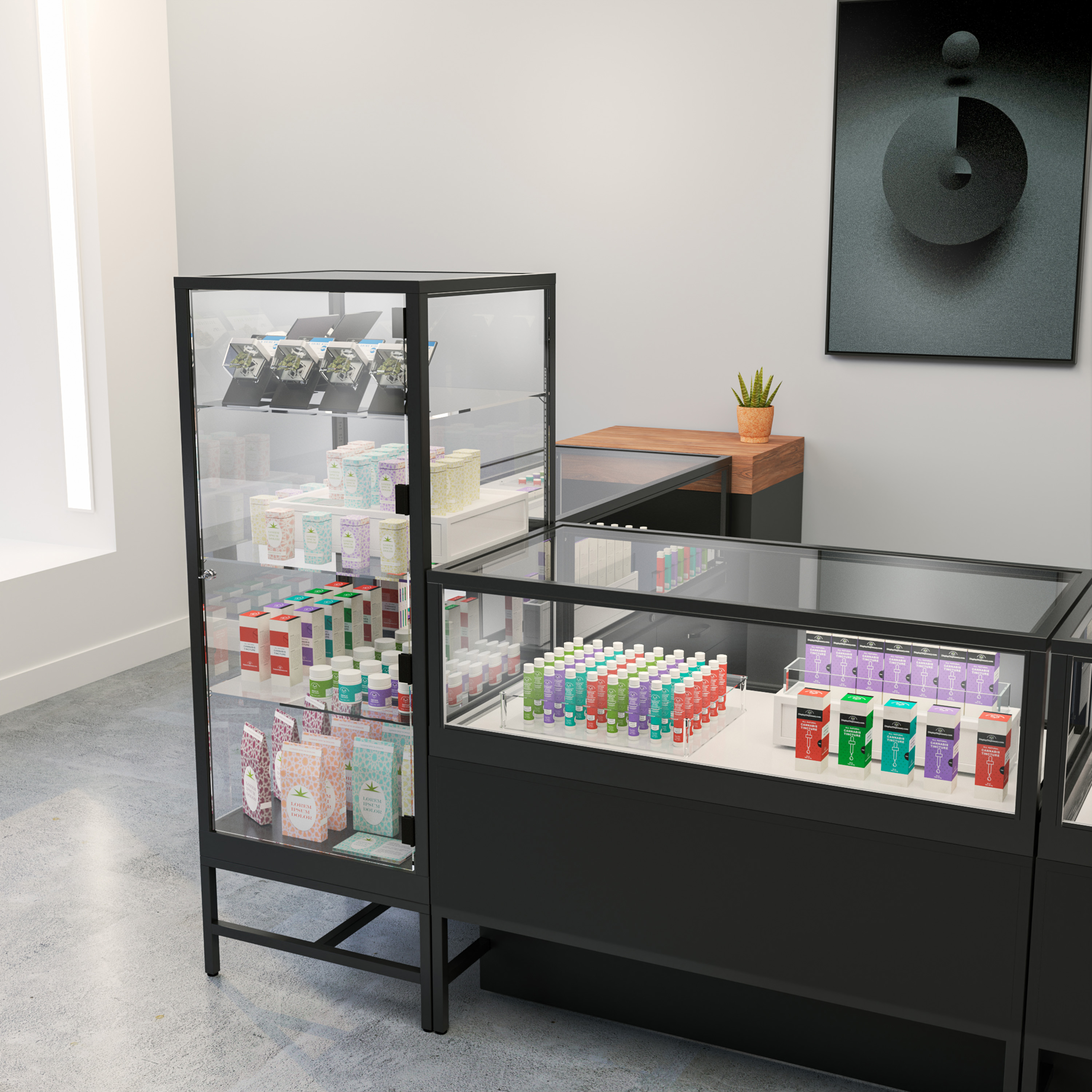 Glass Showcase Tower | Full Vision with Lockable Display | Displays2Go