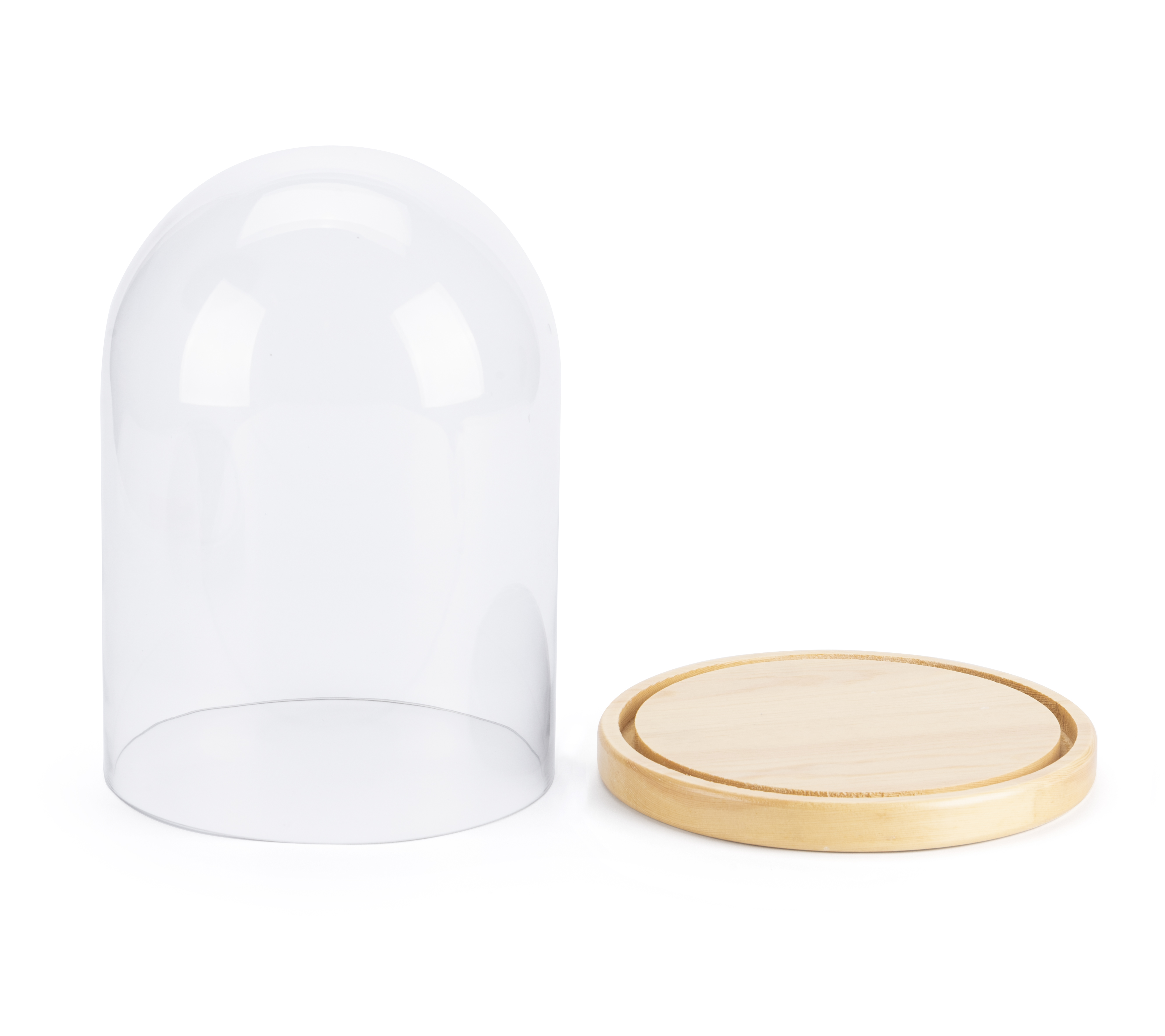 Glass Domes with Bases | Solid Pine Wood Base | Displays2Go