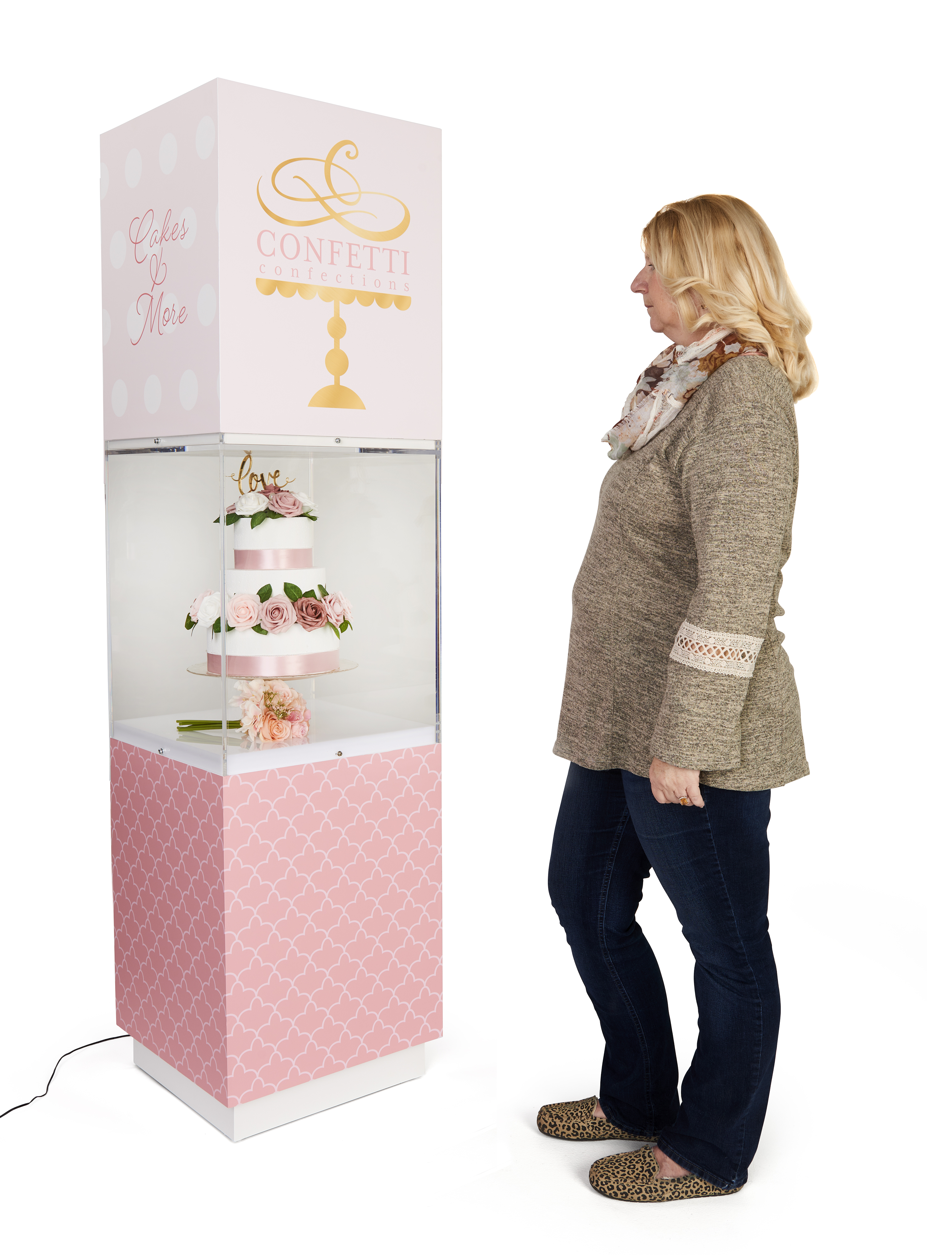 Bottom Lit Pedestal Display with Custom Graphics | Full Color | Displays2Go